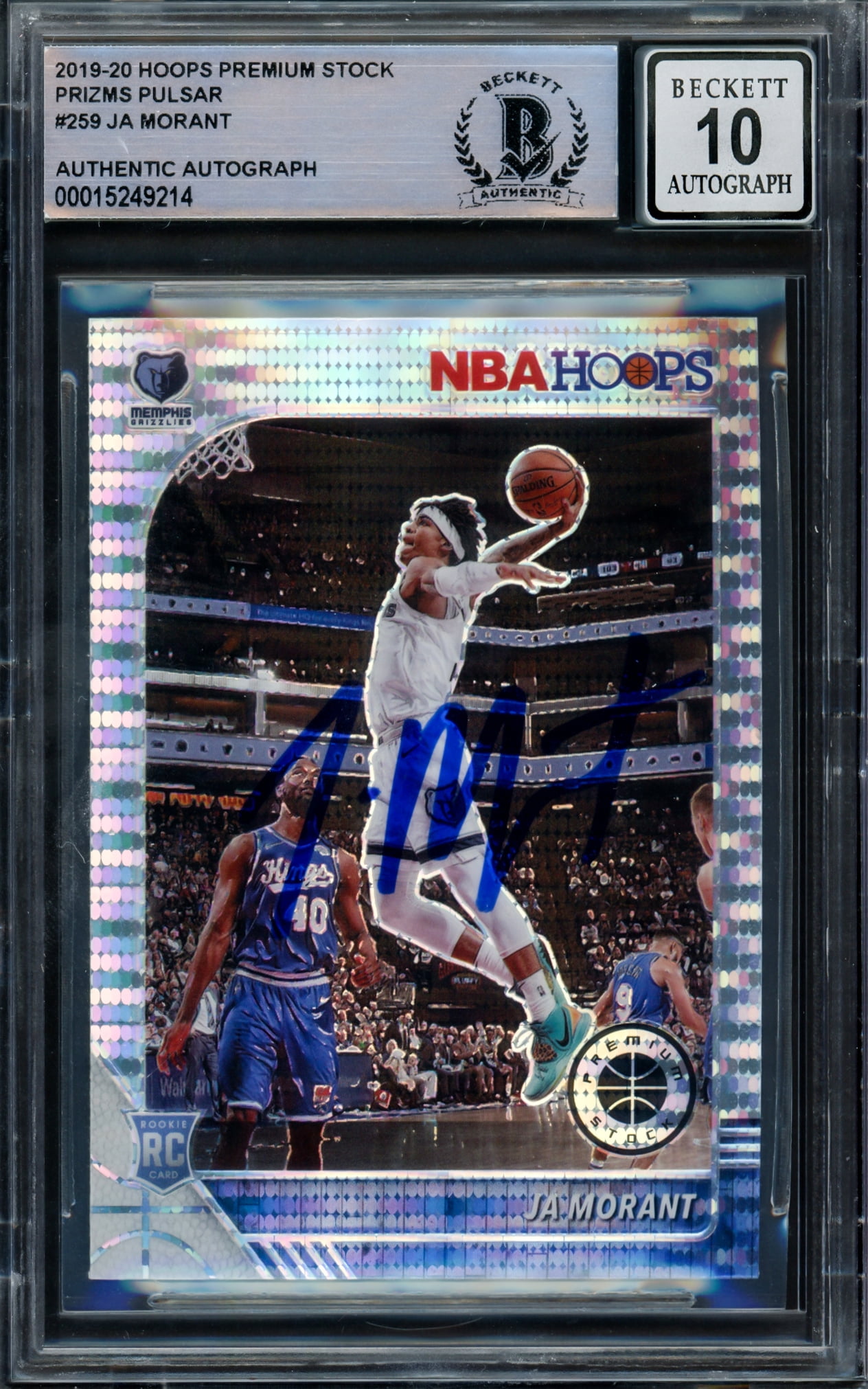 Ja Morant Autographed 2019-20 Hoops Premium Stock Prizms Pulsar Rookie ...