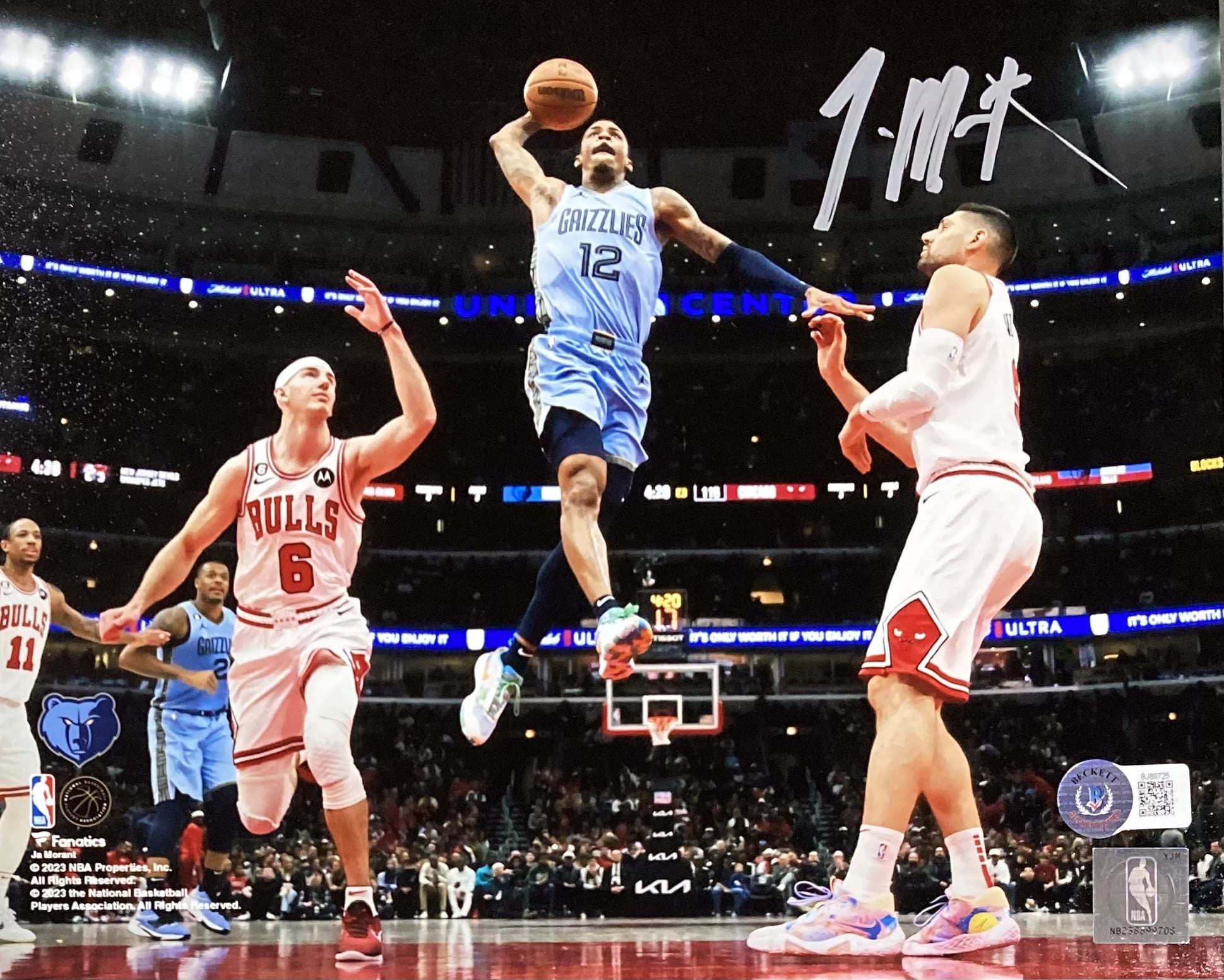Ja Morant Signed 8x10 Memphis Grizzlies vs Chicago Bulls Photo BAS ...