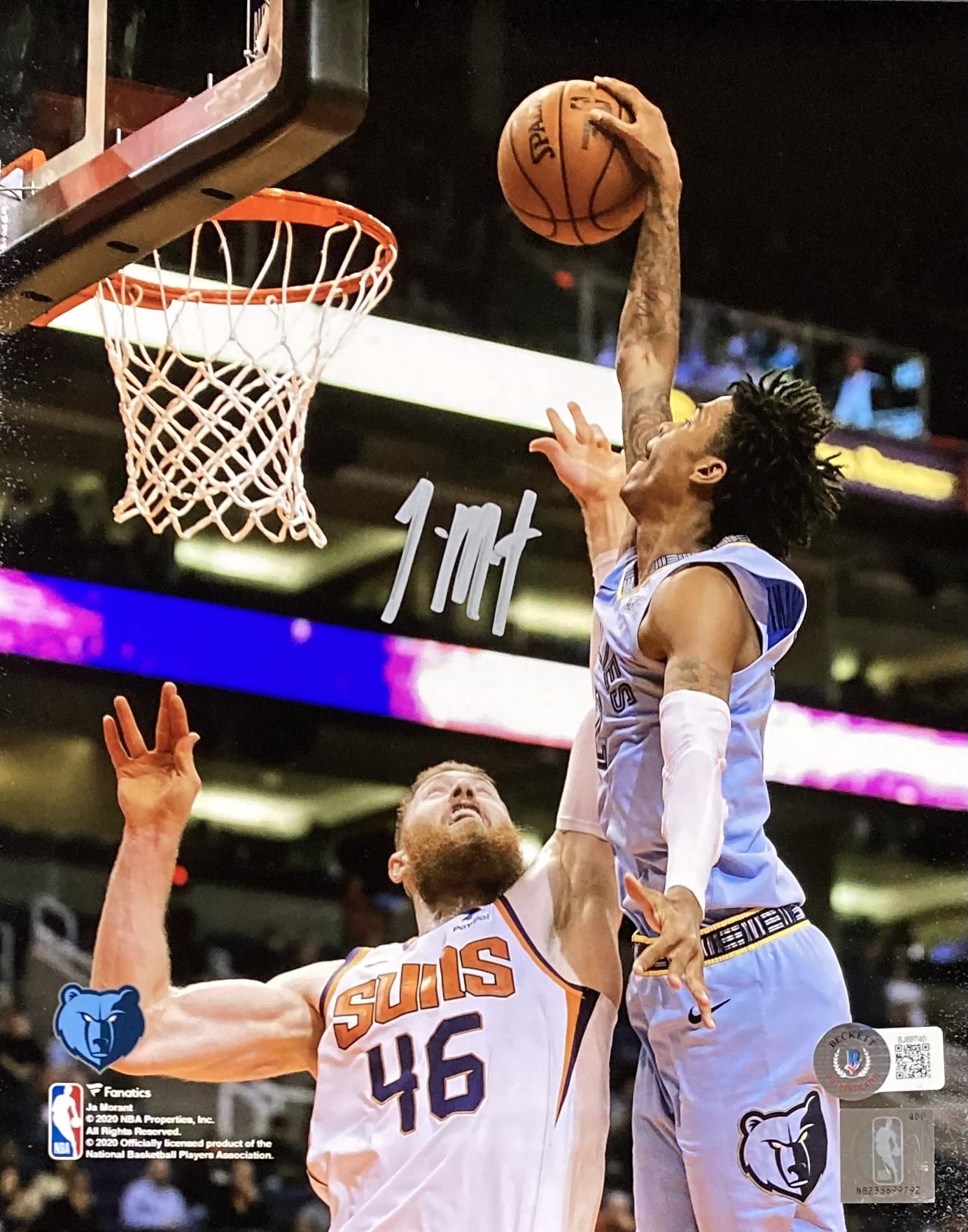 Ja Morant Signed 8x10 Memphis Grizzlies vs Phoenix Suns Photo BAS ...