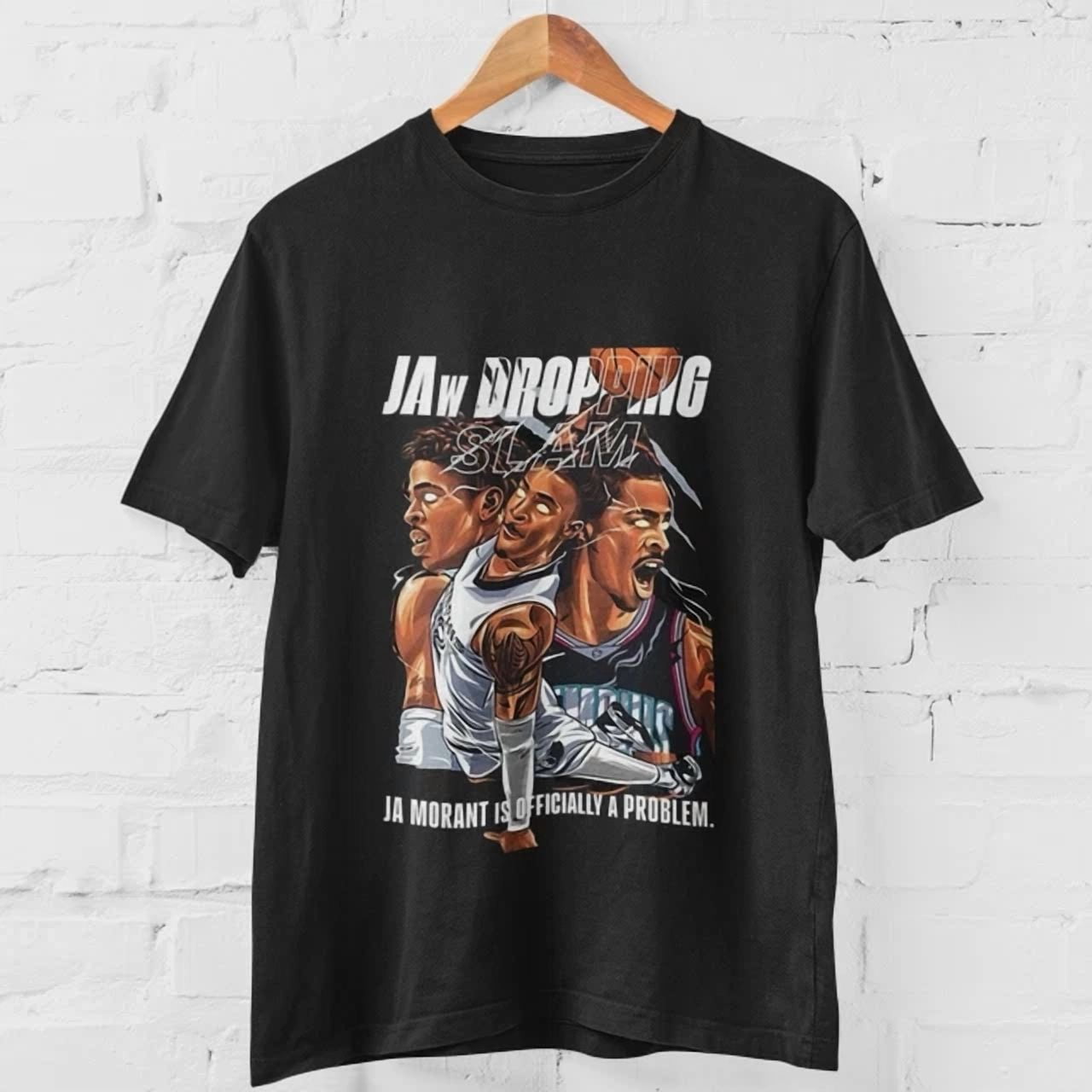 Ja Morant T-Shirt Jaw Dropping Slam Dunk Graphic ,Black Color,Size M ...