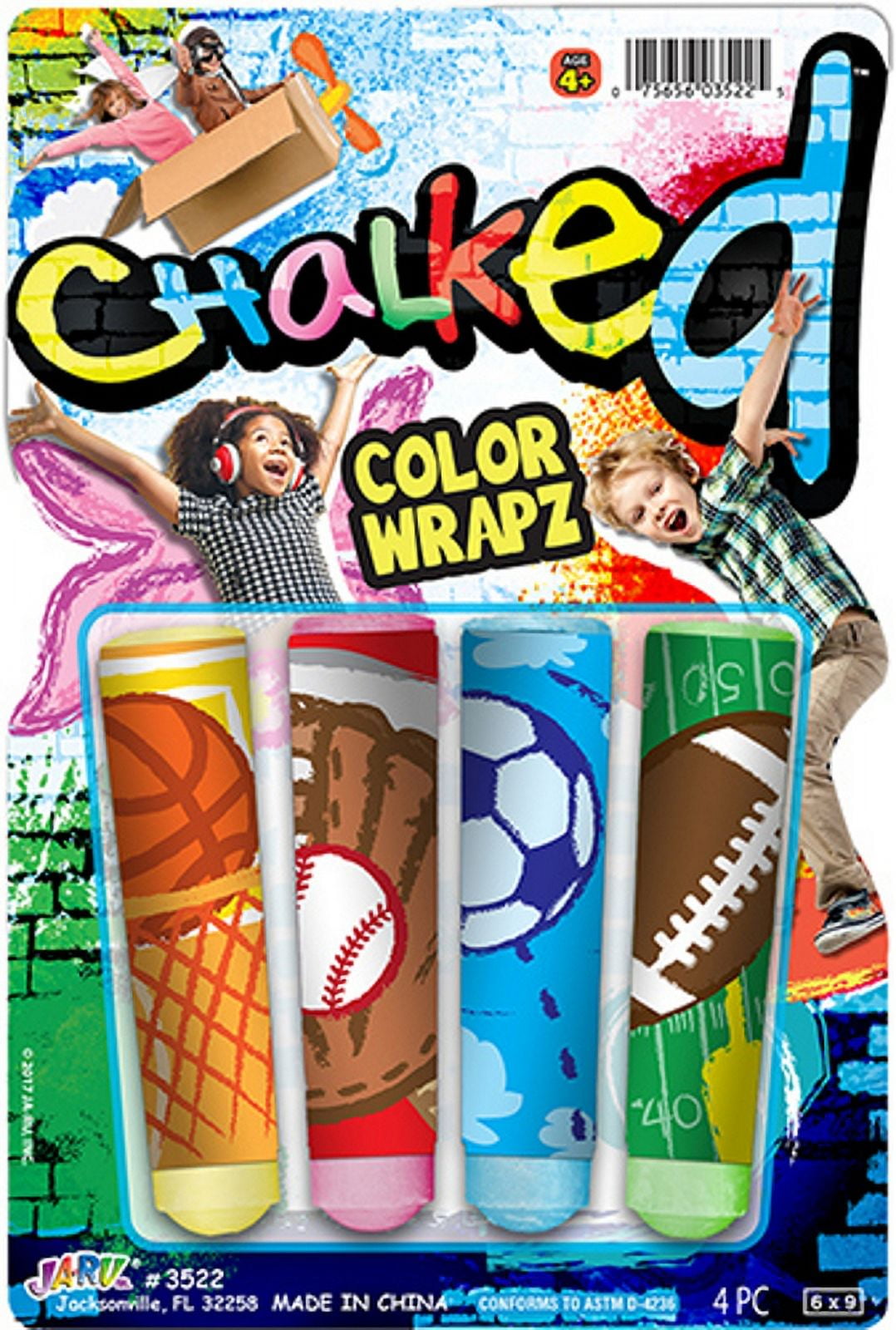 Ja-Ru 9045903 Wrapz Sidewalk Chalk, Multi Color - 4 Piece - Walmart.com