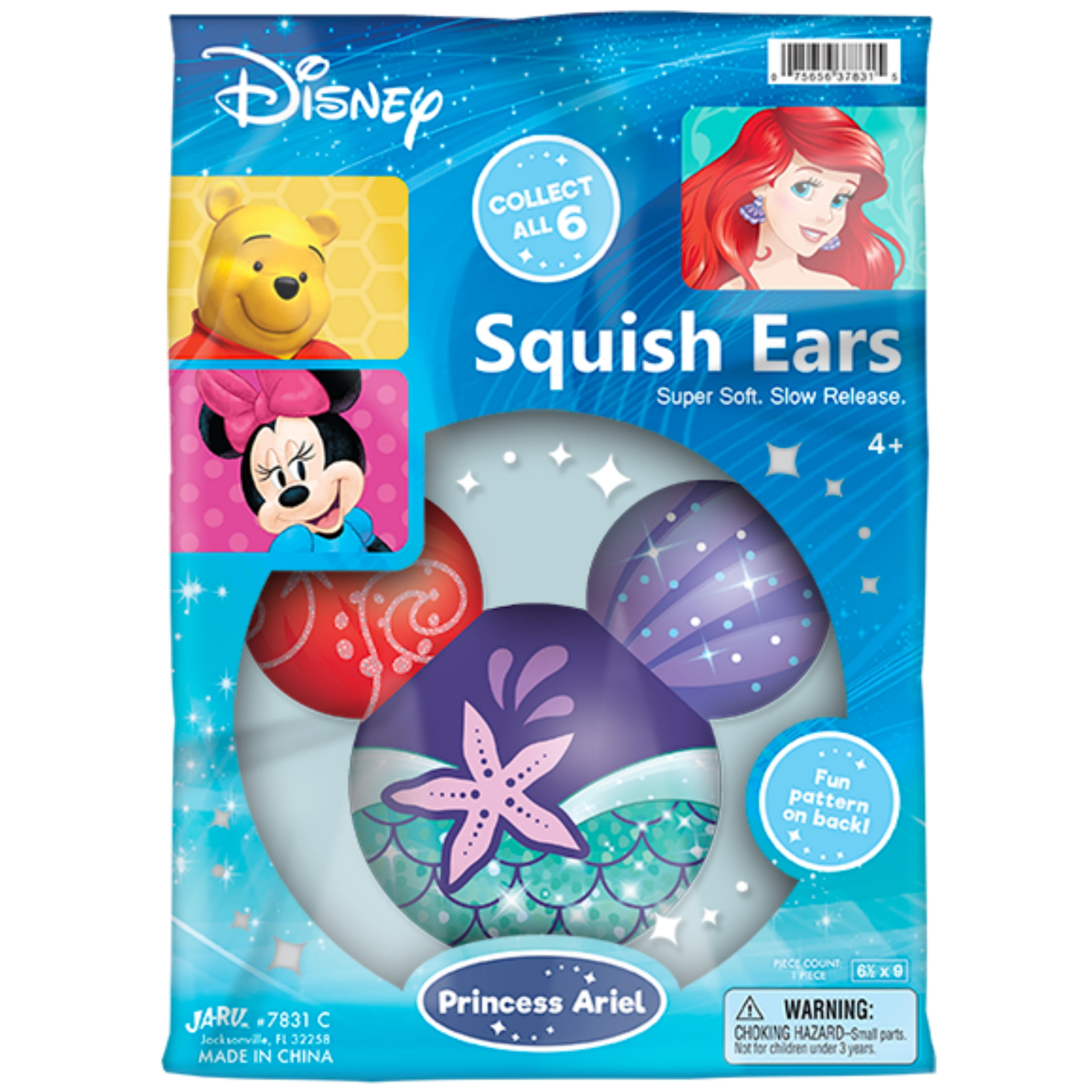 Ja-Ru Disney Ariel Squish Ears, Slow Rise Foam, 2 Sided Design, 1 Piece ...