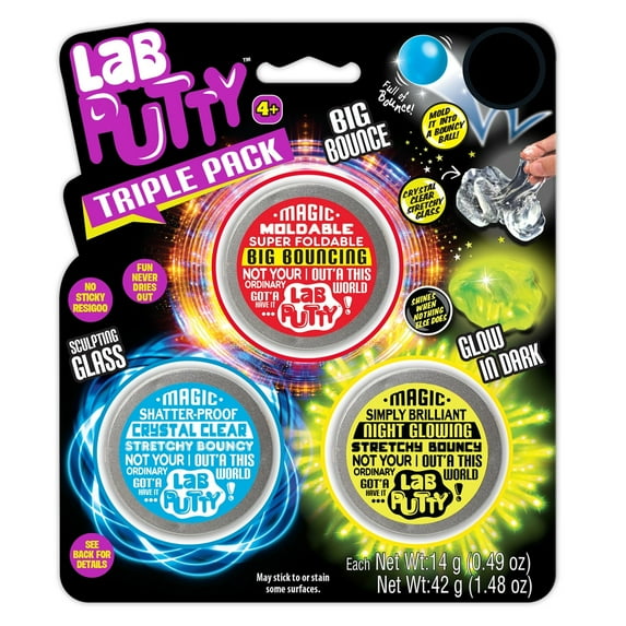 Ja-Ru Lab Putty Triple Set, Glow in the Dark, Big Bounce and Sculpting Glass, 1.48 oz - Walmart.com