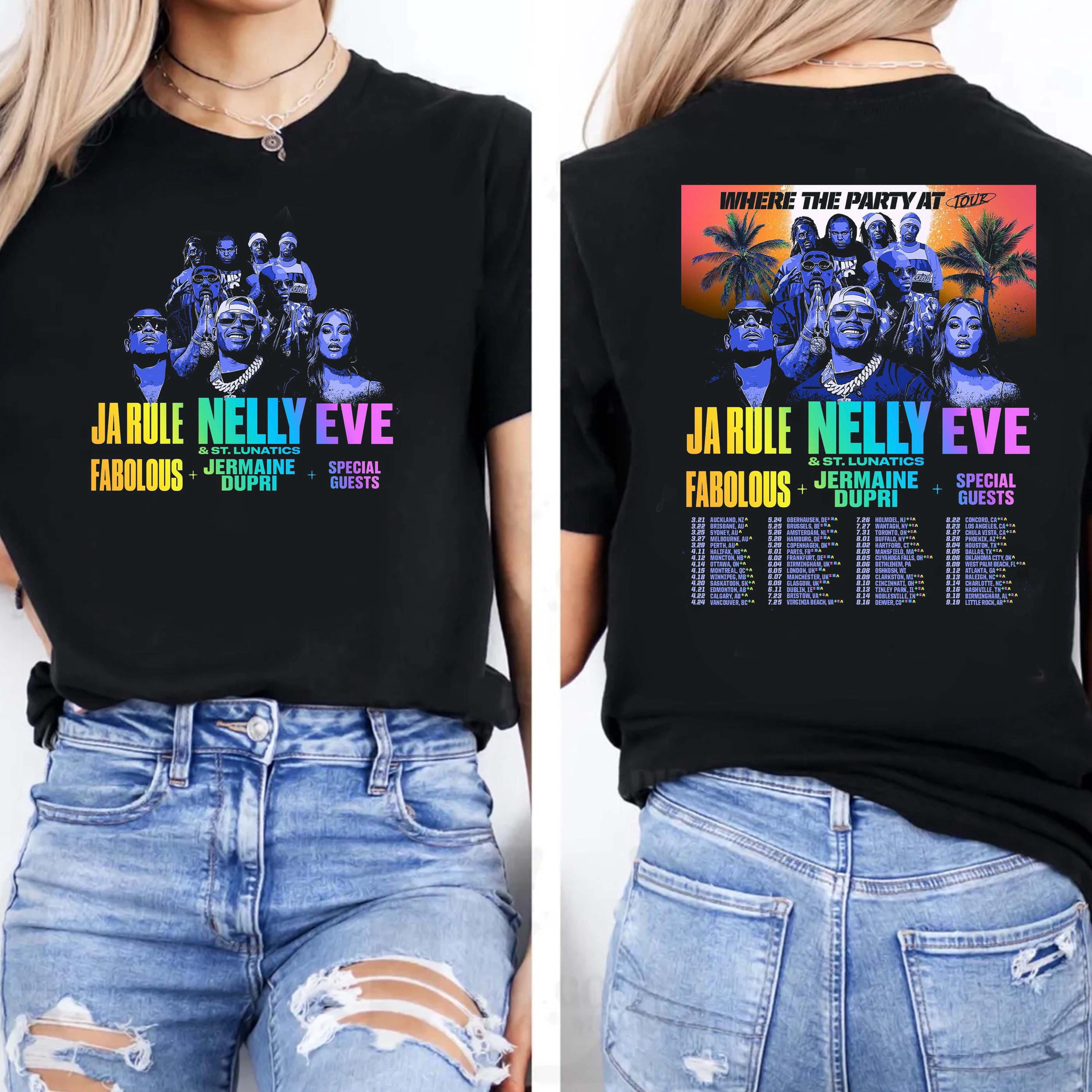 Ja Rule Shirt, Where The Party At Tour Ja Rule 2025 T-Shirt, Nelly Tee ...