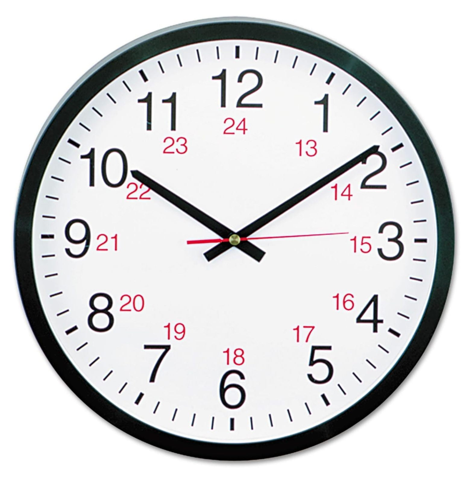 JaLuayh 10441 - 24-Hour Round Wall Clock, 12.5in, Black - Walmart.com