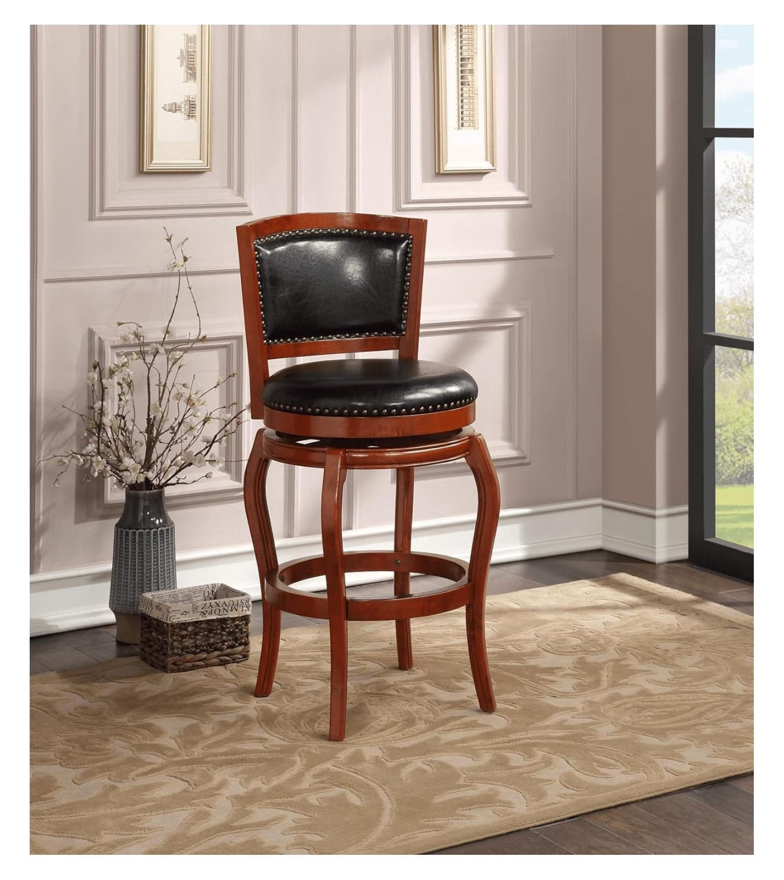 JaLuayh Memory Bar Height Swivel Stool, 29-Inch, Cherry - Walmart.com