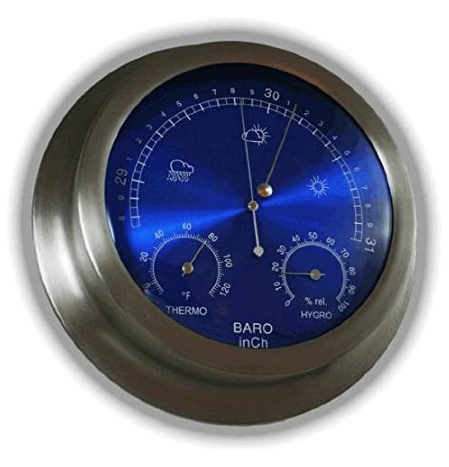 JaLuayh WS-228TBH 9" Brushed Aluminum Contemporary Barometer with ...