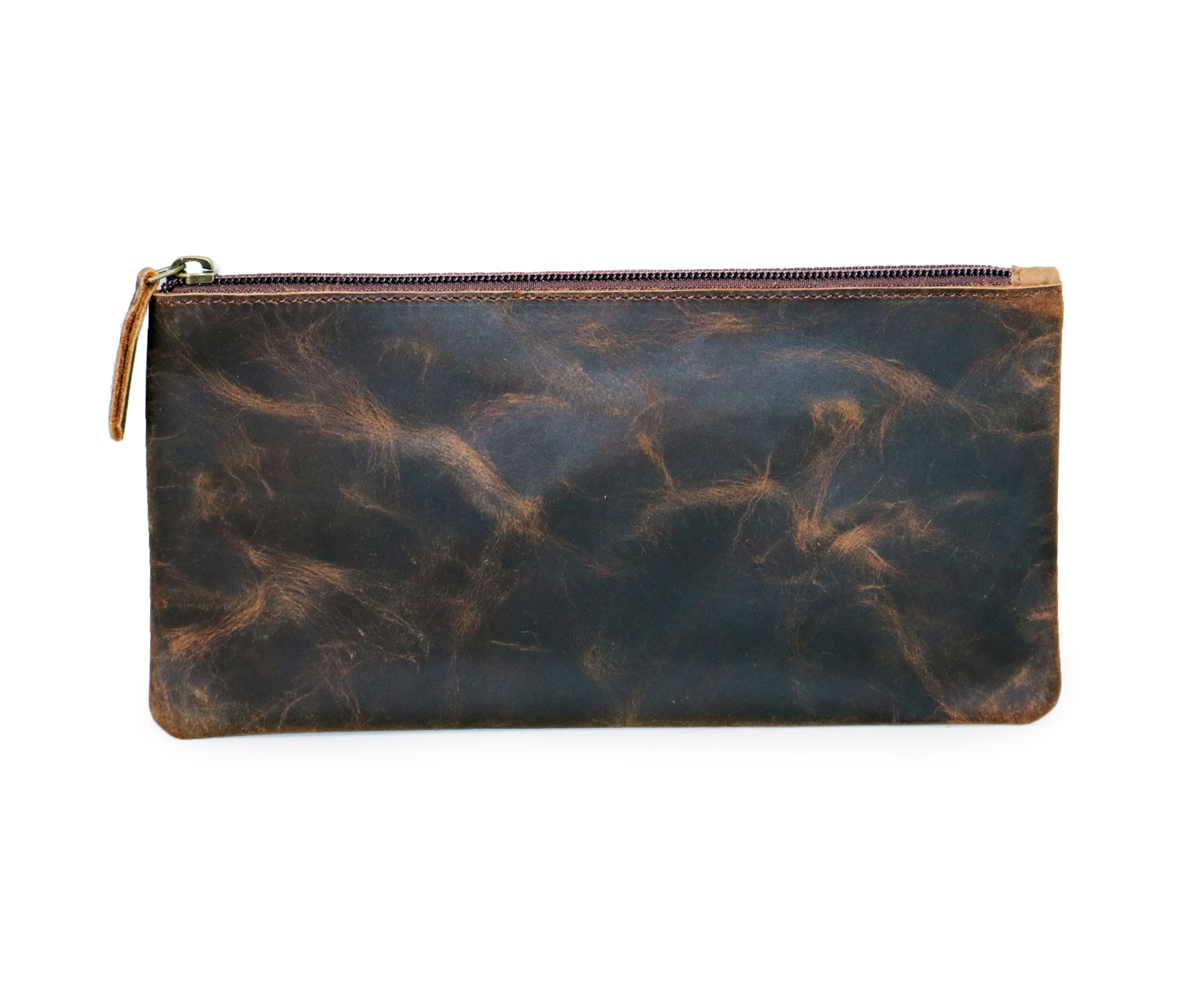 Jaald Leather Pencil Case Vintage Brush Case Zippered Pen Holder for ...