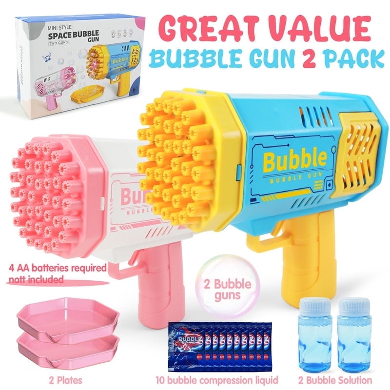 Jaawind 2 Pack Bubble Machine for Kids, Bubble Blaster 40 Holes ...