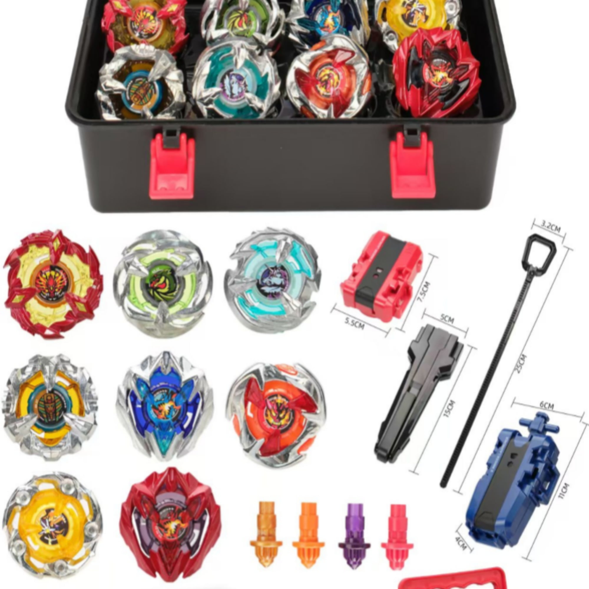 Jaawind Bey Battling Top Burst Gyro Toy Set for Kids, 12 Spinning Tops 3 Launchers 1 Grips Toy ...