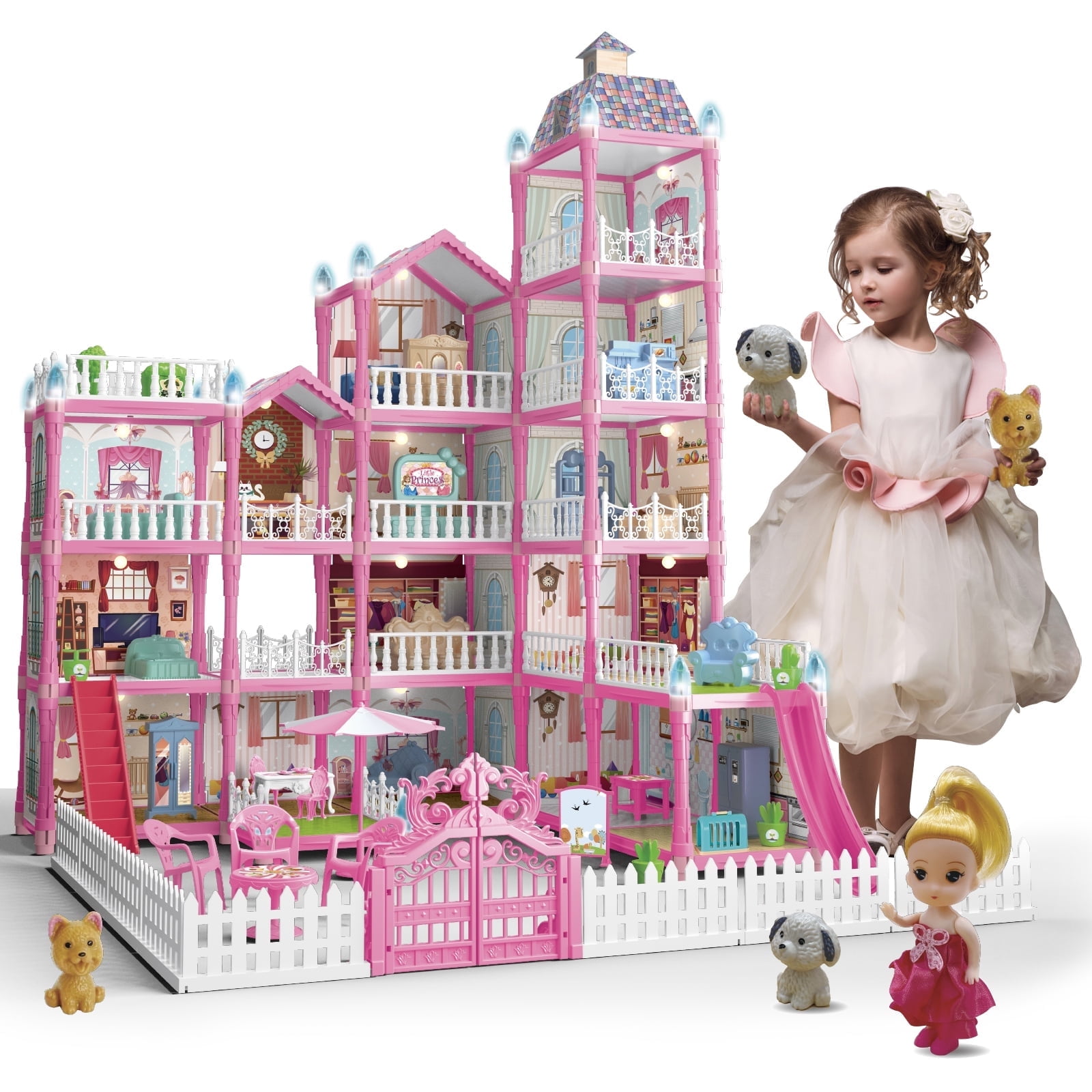 Jaawind Doll House for Girls 374Pcs 5-Story 15 Rooms Dollhouse With ...