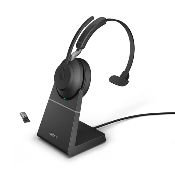 JABRA EVOLVE2 65 Wireless Bluetooth Mono Sound Headset with Stand ...