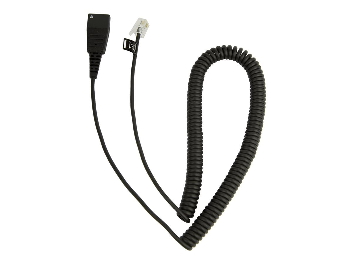 Jabra Quick Disconnect (QD) to Modular (RJ) Coiled Bottom Cord, 2 Meter ...
