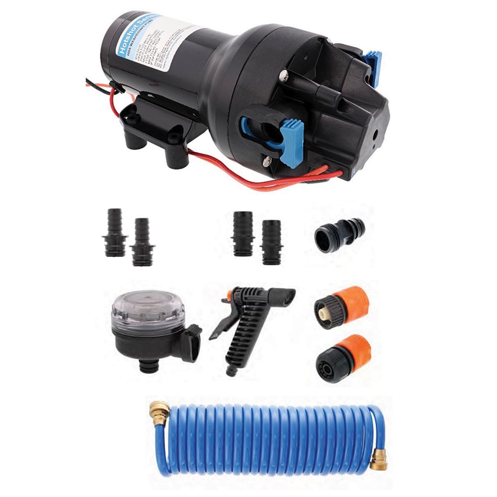 Jabsco P501J-119N-4A Hotshot Hd5 Heavy Duty Washdown Pump Kit W/25' Hosecoil - 12v - 5gpm ...