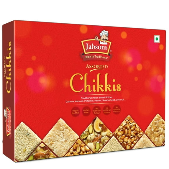 Jabsons - Assorted Chikki BCF26 Premium Sweets (400g), (Peanuts, Sesame ...