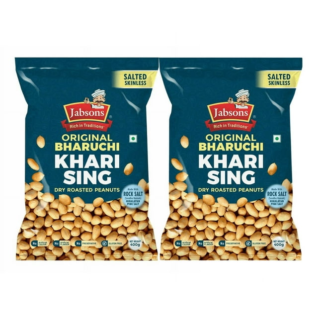 Jabsons - Salted Roasted Peanuts, KHARI SING Bharuchi (2 Pack, 400g ...