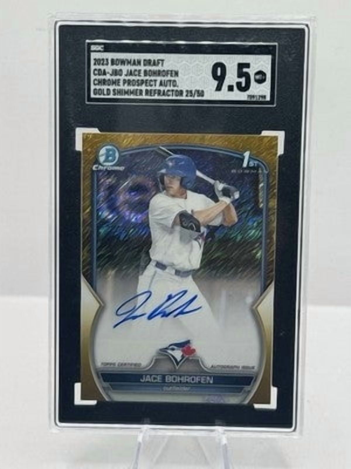 Jace Bohrofen Auto Gold Shimmer Refractor 25/50 SGC 9.5 2023 Bowman ...