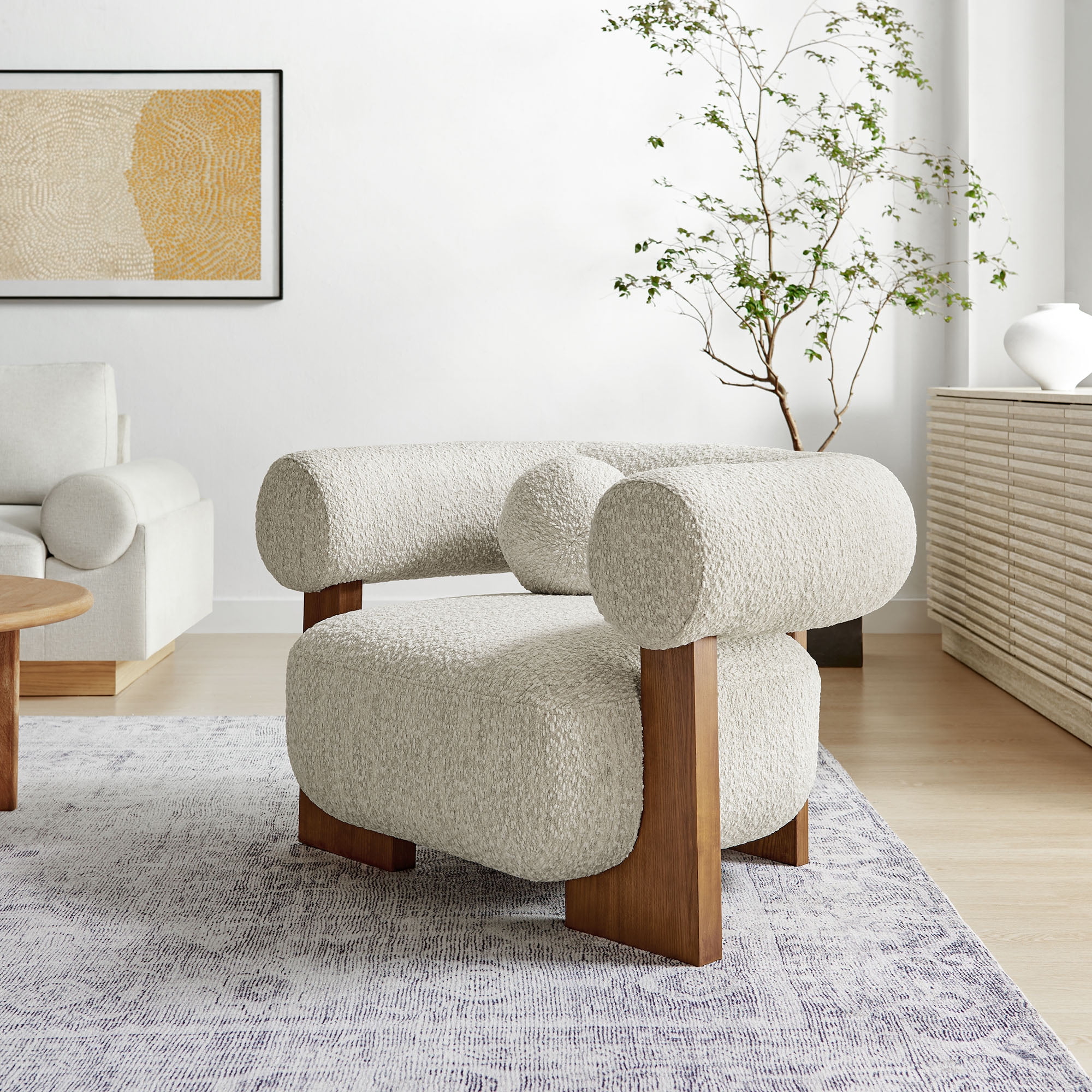 Jace Boucle Accent Chair in Pearl - Walmart.com