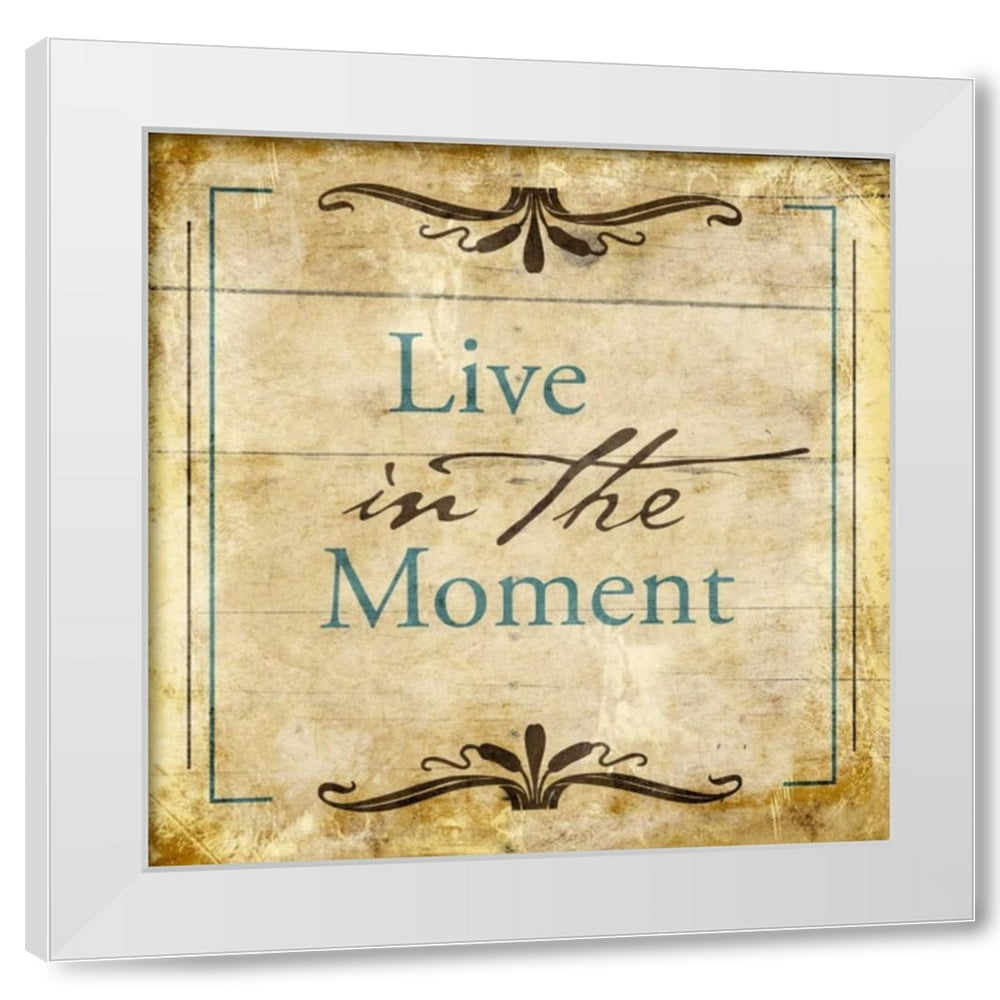 Jace Grey 4x14 White Modern Wood Framed Wall Art Titled - Live in the ...