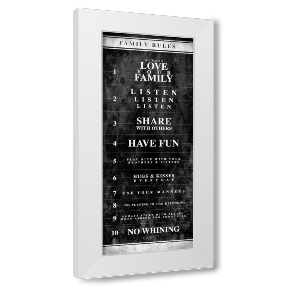 Jace Grey 4x14 White Modern Wood Framed Wall Art Titled - NO RULES ...