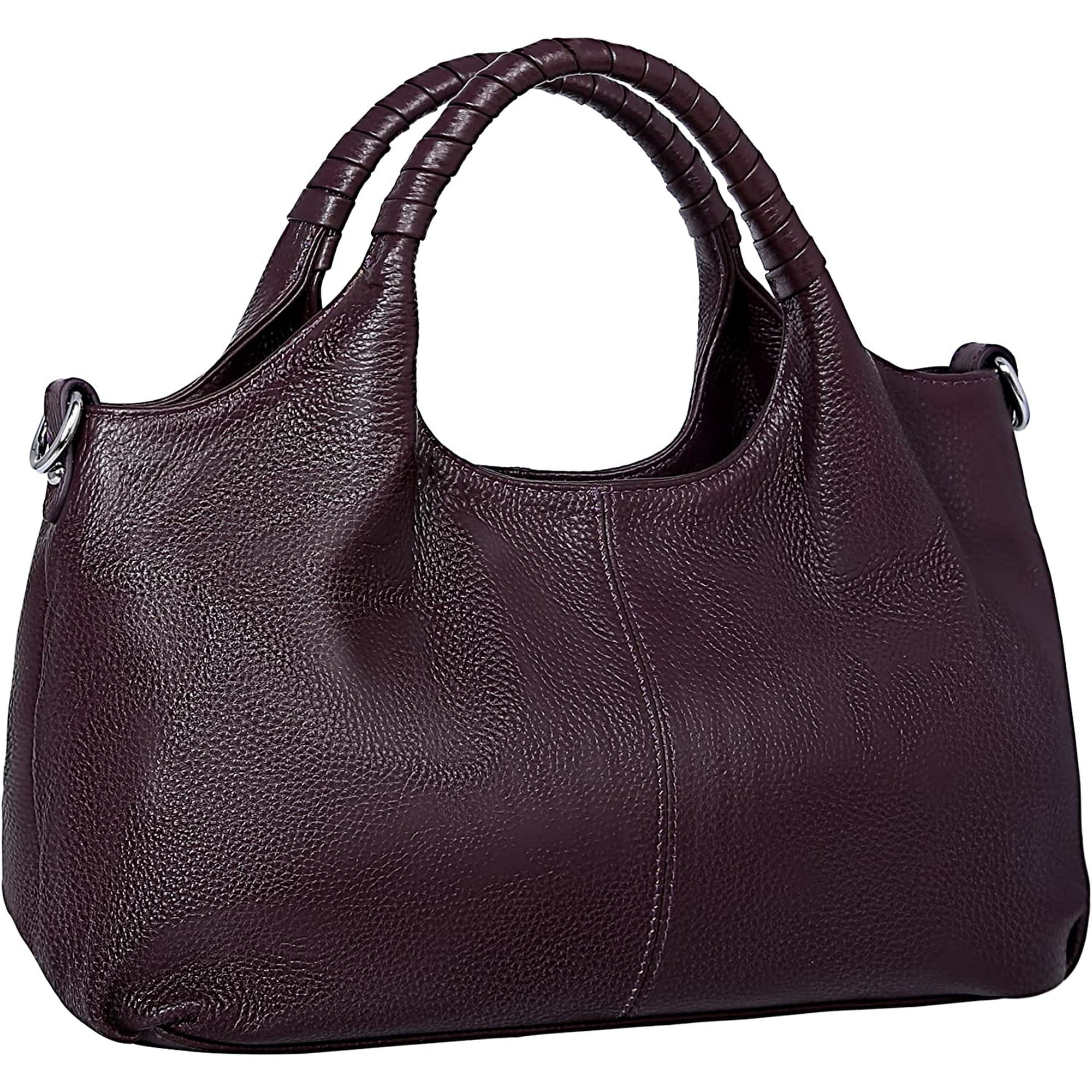 Jaceeshlyn Women's Brown Genuine Leather Tote Bag, Soft Pebbled Hobo ...