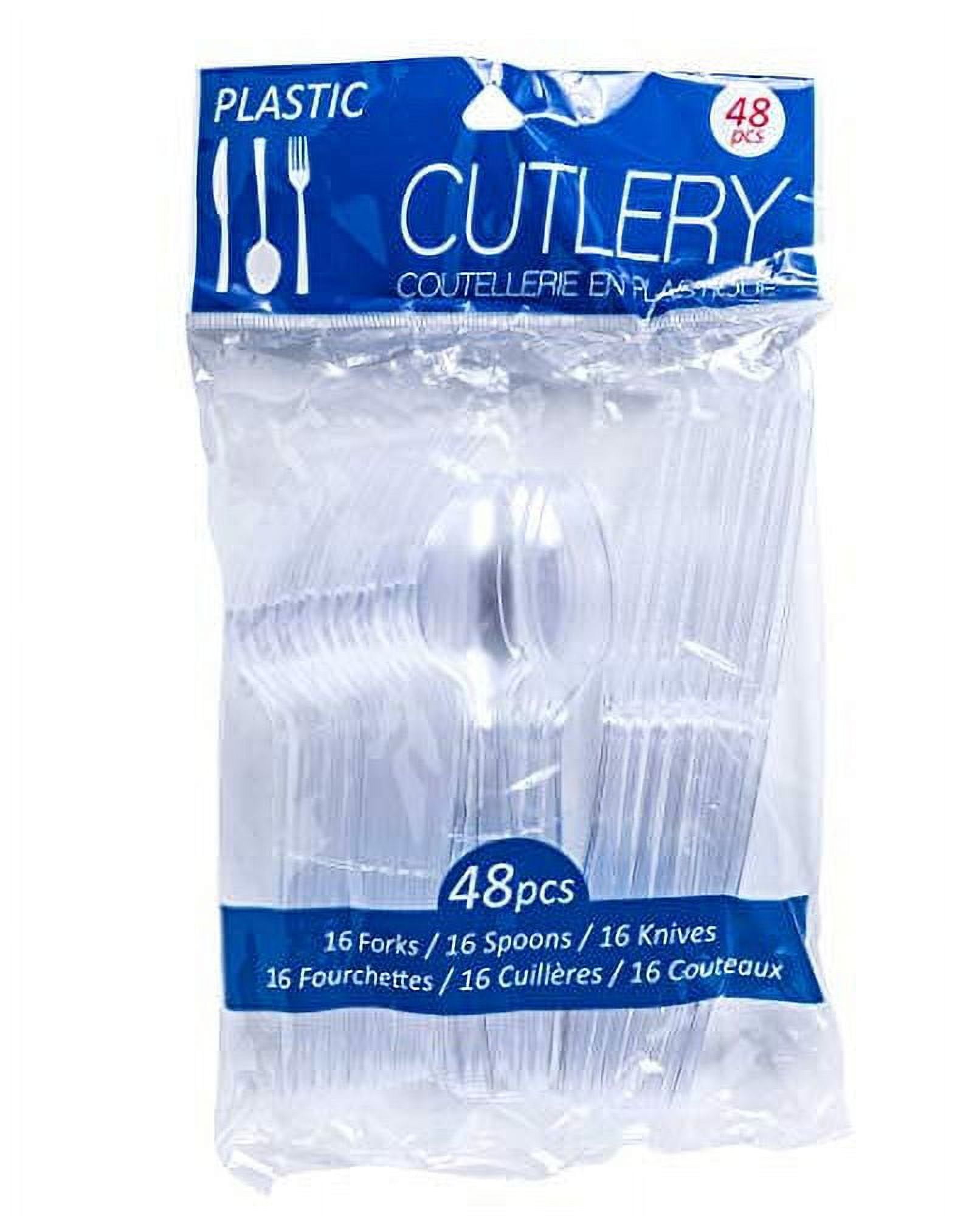 Jacent Heavy Duty 48 Count Disposable Clear Plastic Cutlery Set, Forks ...
