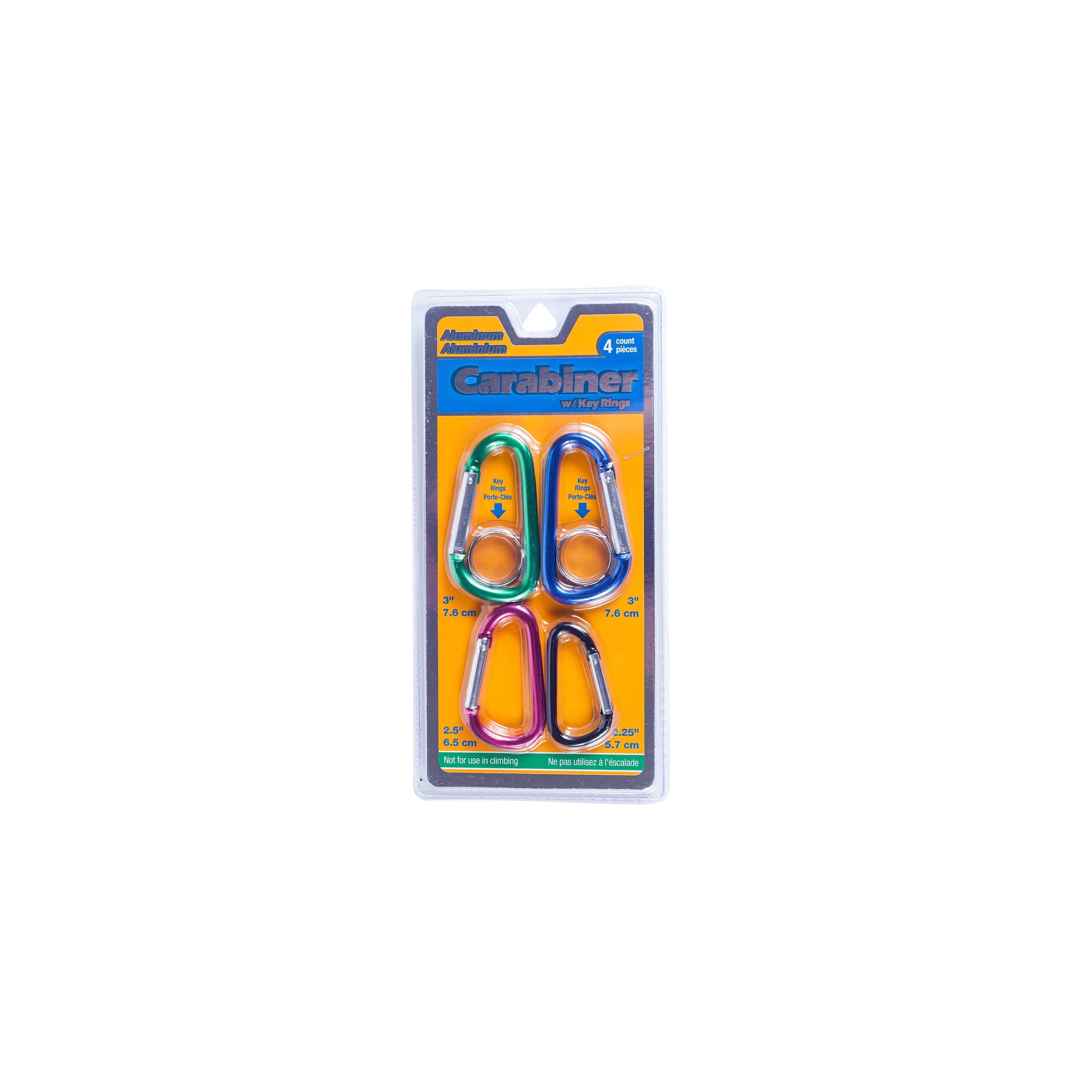 Jacent Aluminum Spring Loaded Carabiner with Key Ring Assorted Sizes ...