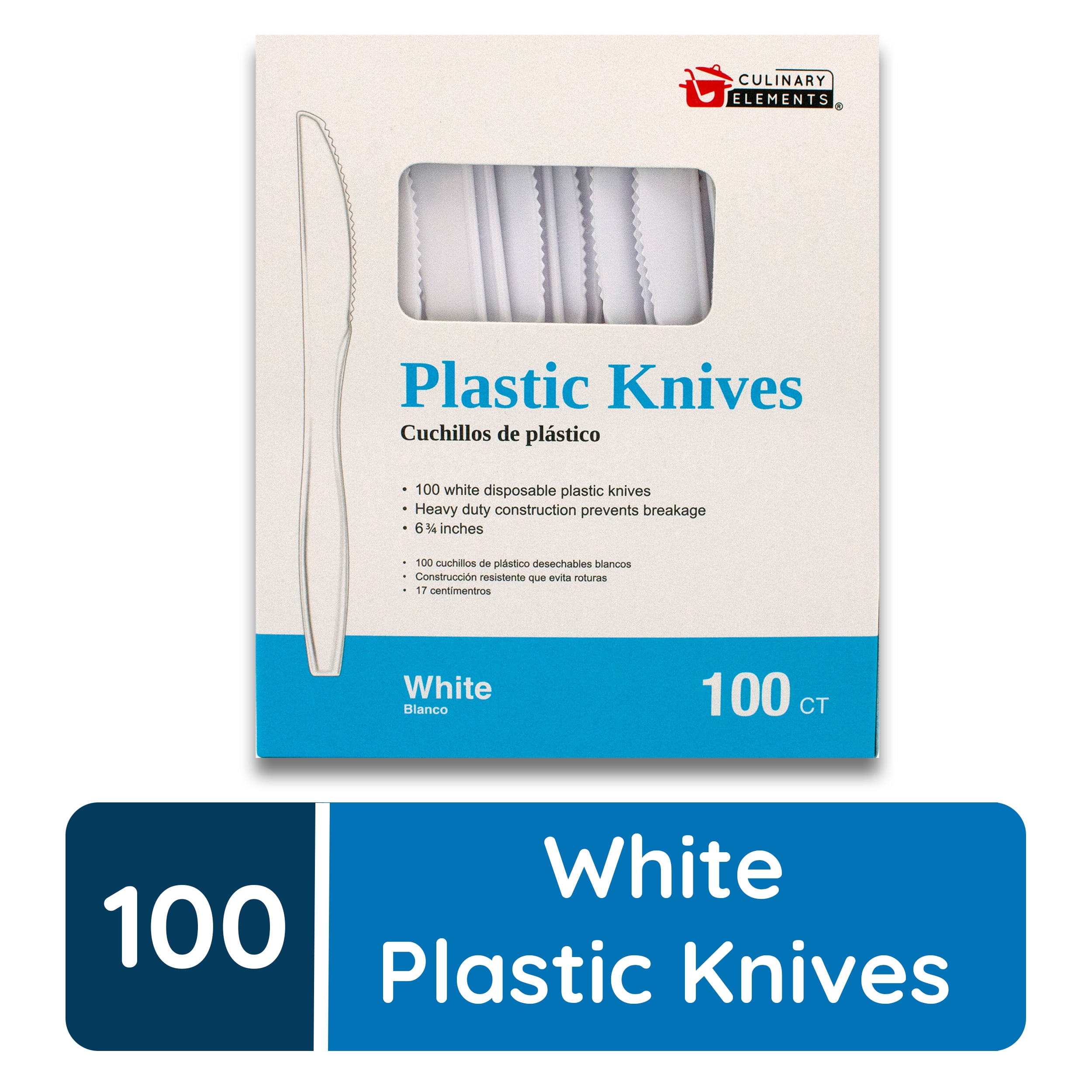 Jacent Heavy Duty Disposable White Plastic Knives, Heavyweight Cutlery ...