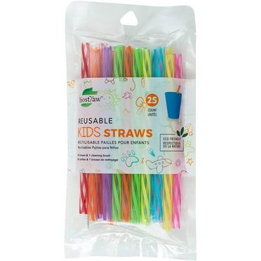 Kikkerland Rainbow 11" Reusable Plastic Straws, 24 pack - Walmart.com