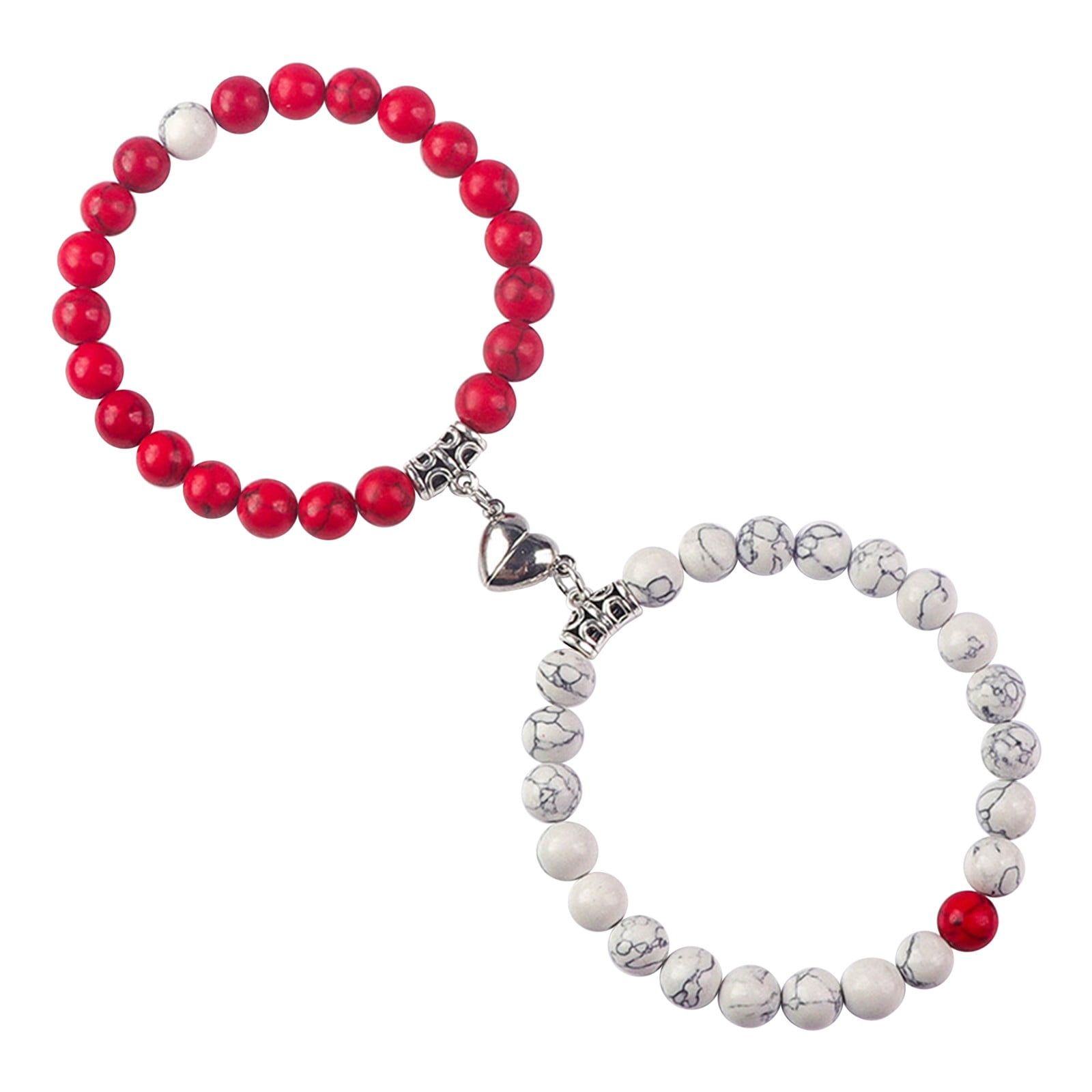 Jacenvly 2 Pcs Couple Bracelets 8mm Natural Stone Beads Healing ...