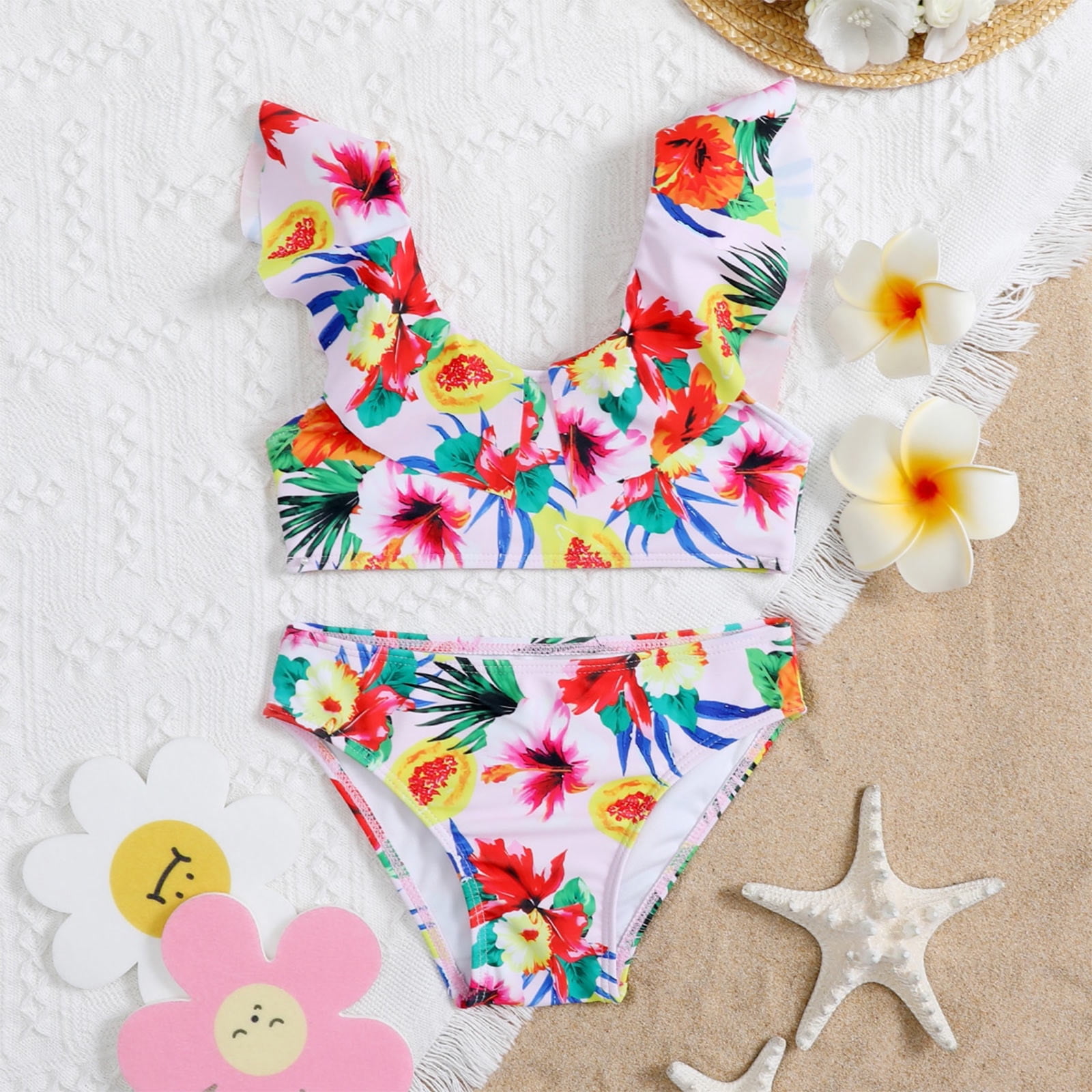 Jacenvly 2 Piece Swimsuits for Kids Comfortable Cute Girls Swimwear ...