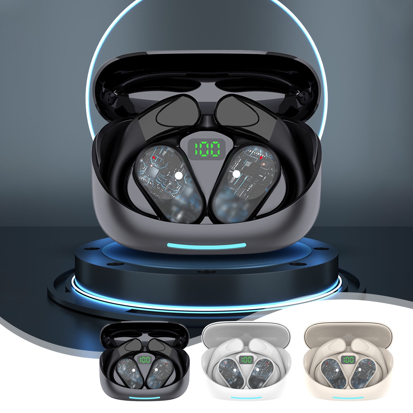 Jacenvly 2024 Bluetooth Headphones Wireless Bluetooth Earphones 5.3 Intelligent Digital Display ...