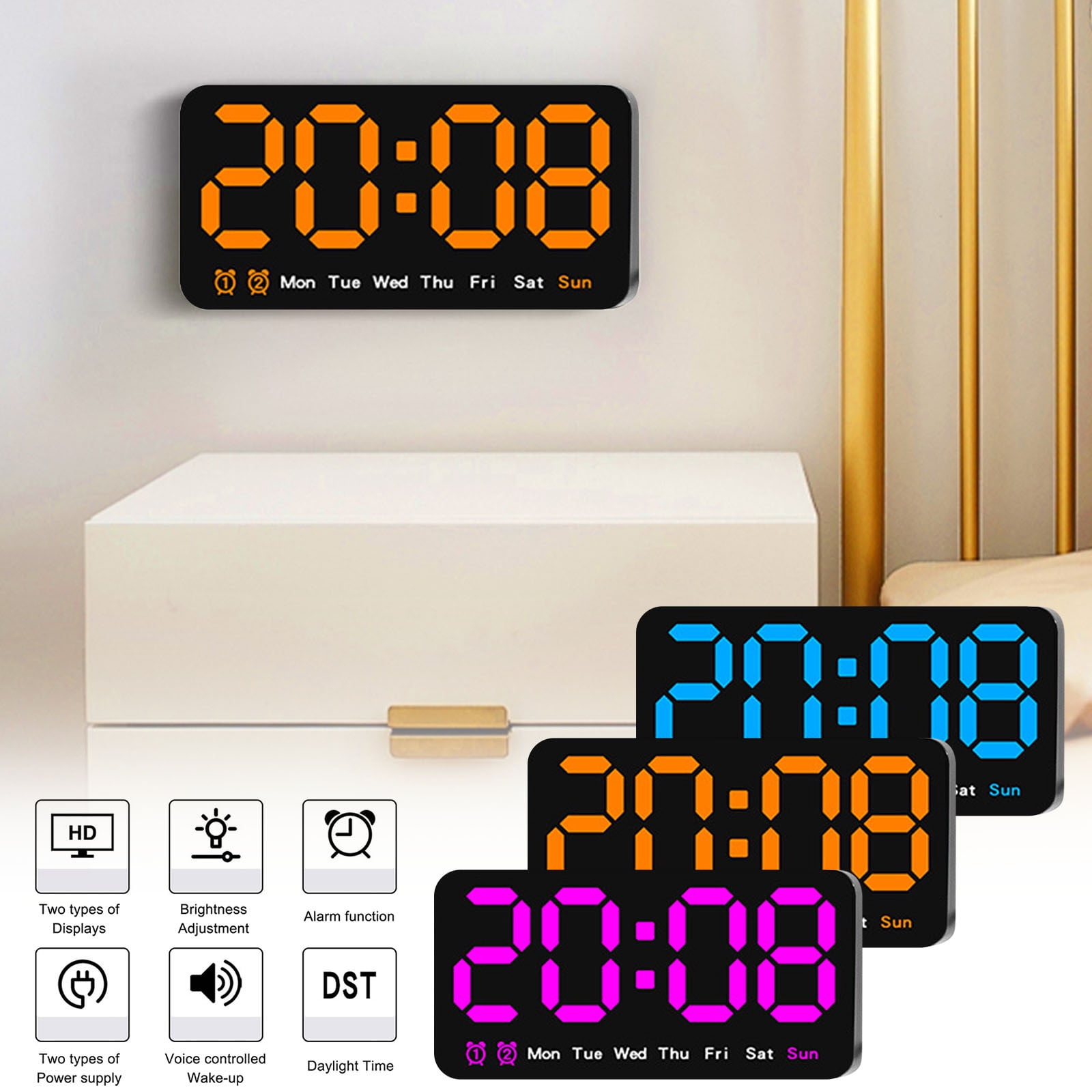 Jacenvly 2024 Easter Decorations Wall Clock Features A Large Screen ...