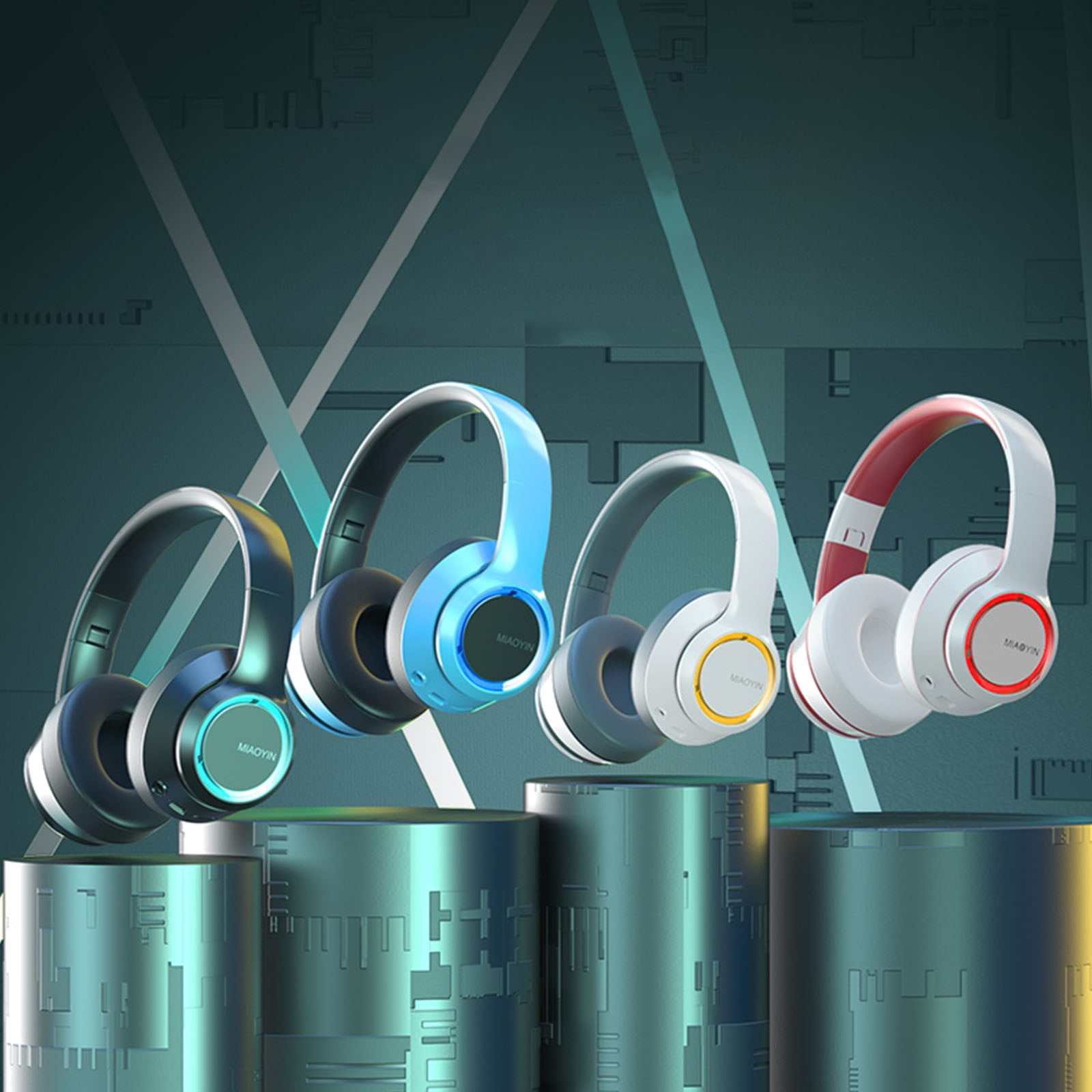 Jacenvly 2024 New Bluetooth Headphones 5.2 Bluetooth Headset Sports Game Heavy Bass Super Led ...