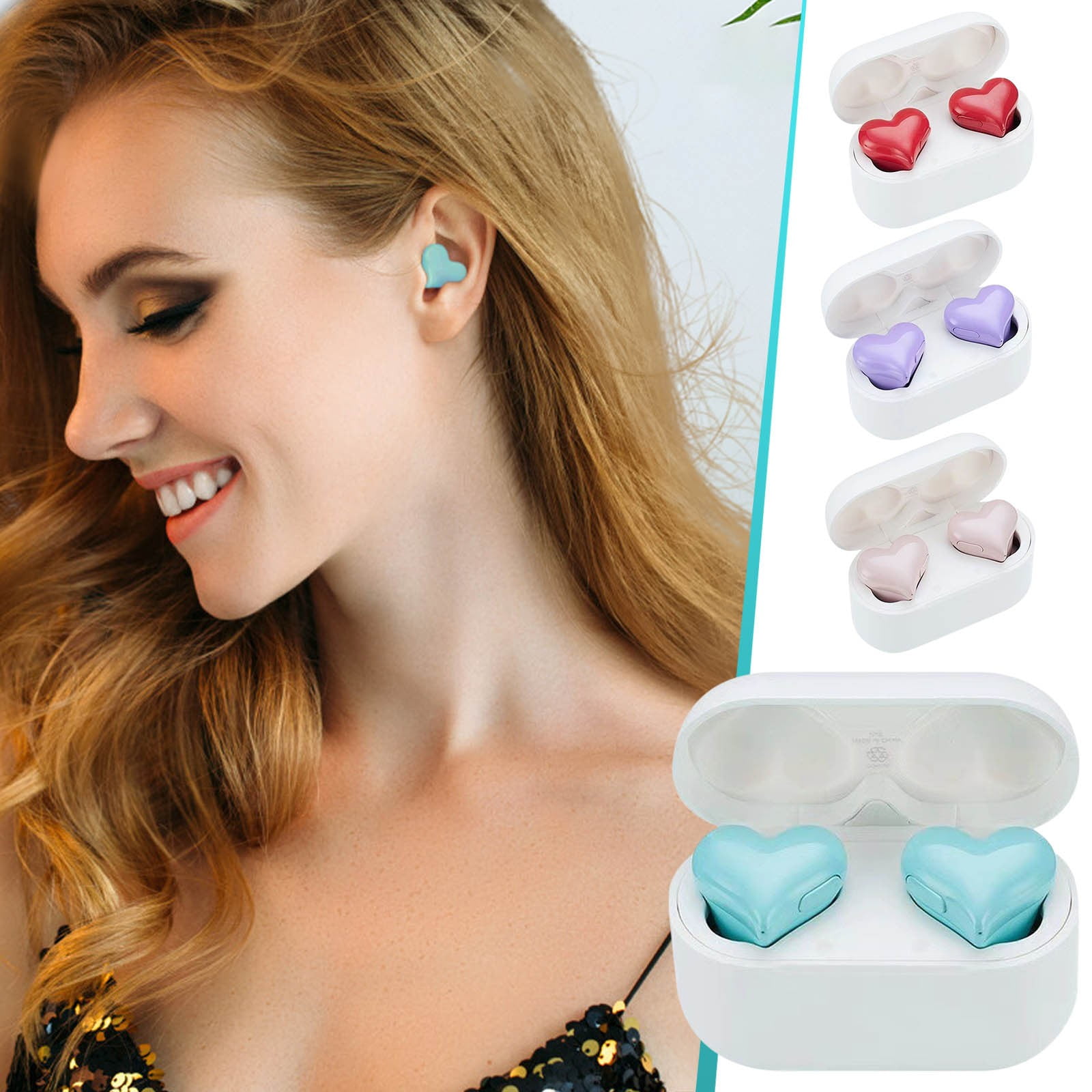 Jacenvly 2024 New Bluetooth Headphones Heart Shaped Bluetooth Earphones ...