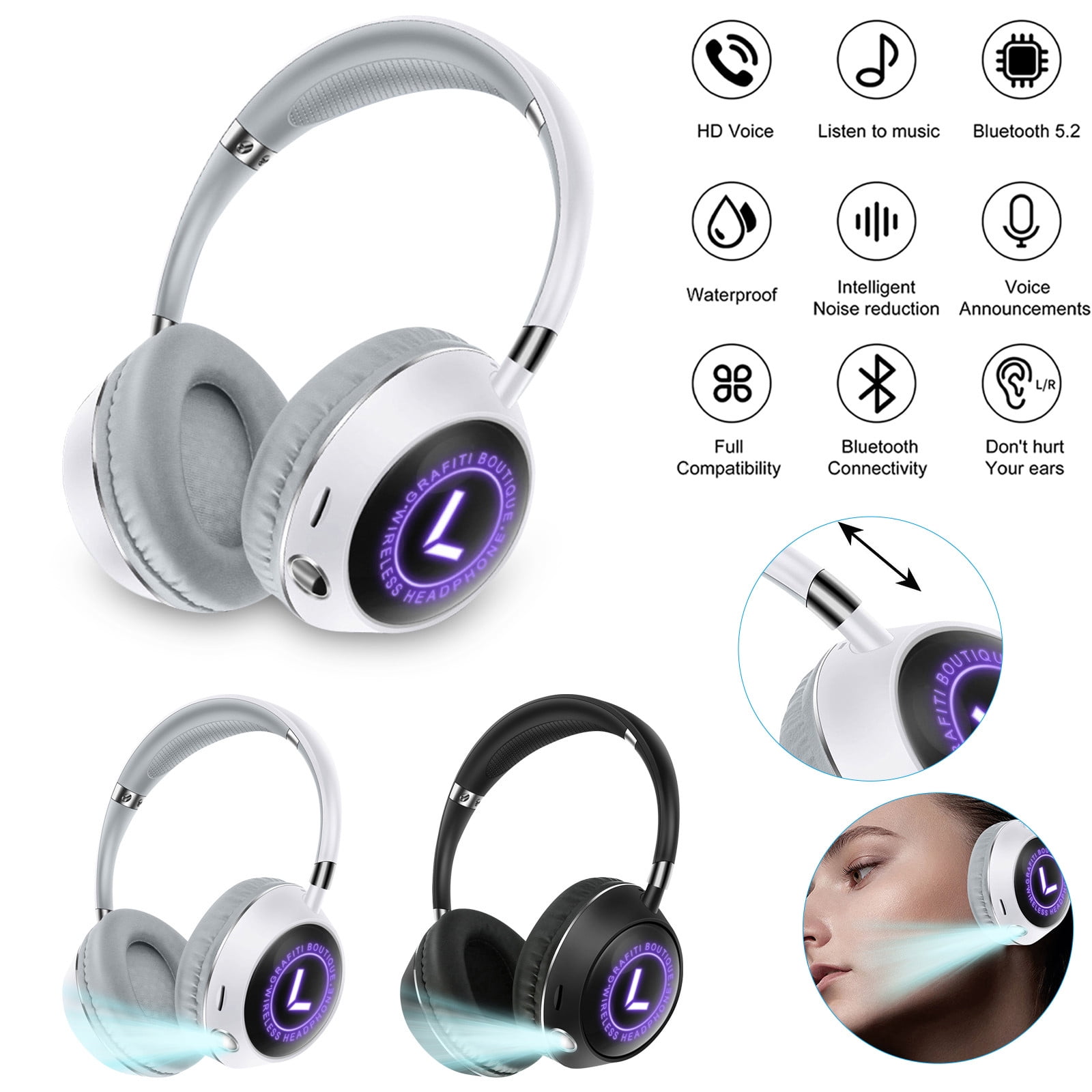Jacenvly 2024 New Earphones Akz-K69 2023 Headset Bluetooth Headset Large Battery Lighting ...
