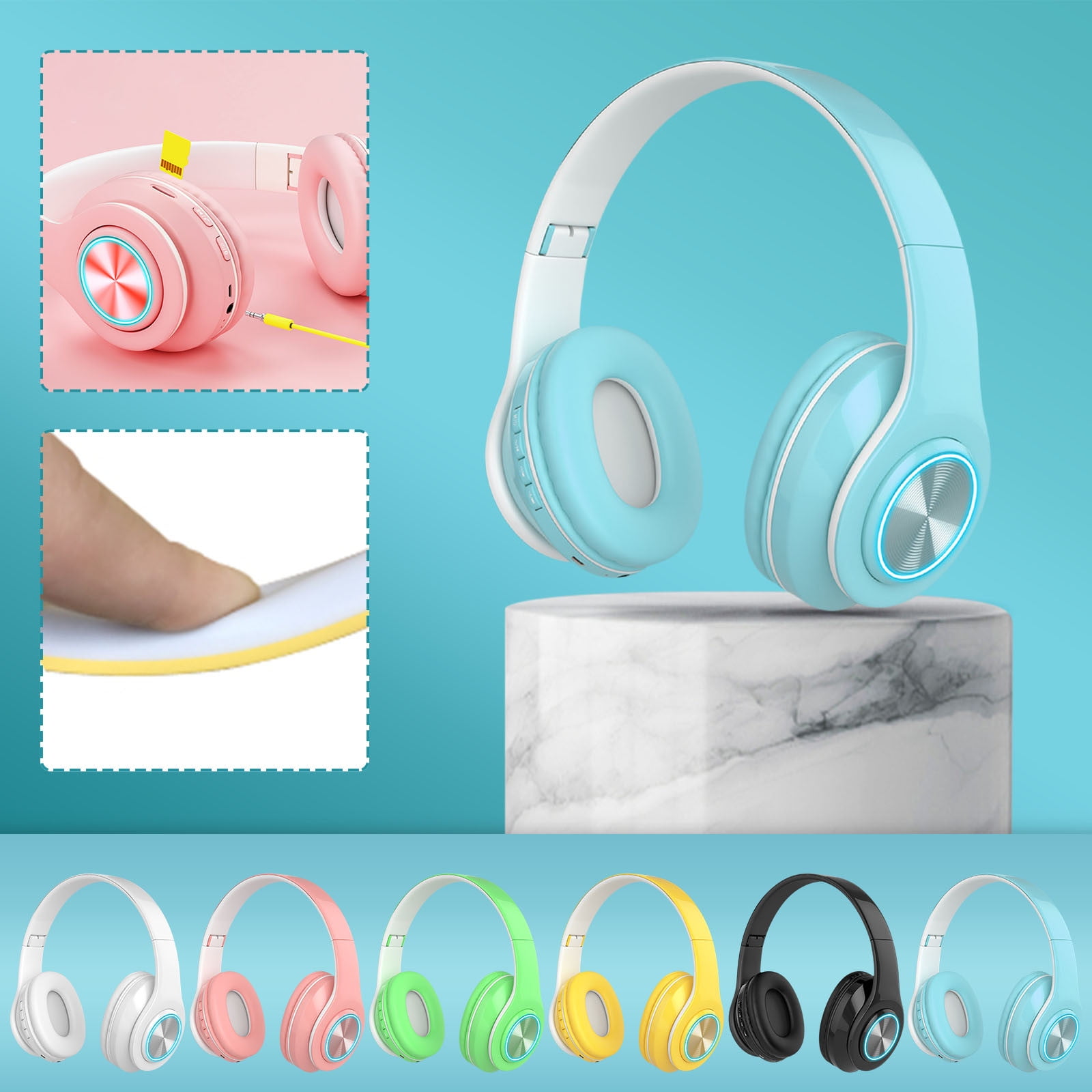 Jacenvly 2024 New Earphones Wireless Wireless Headset Foldable Headset ...