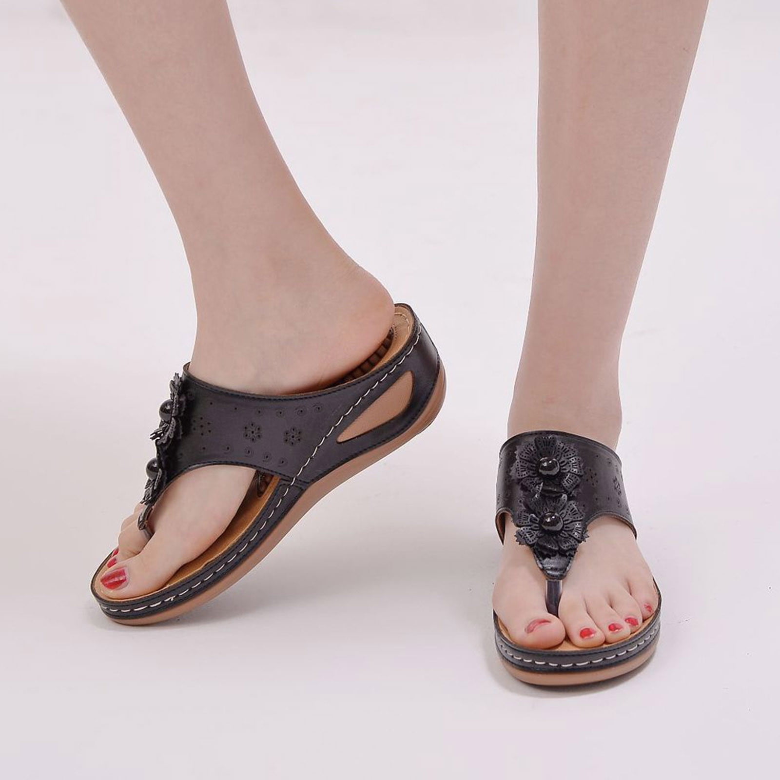 Jacenvly 2024 New Fashion Women Solid Color Pinch Toe Comfy Sandals ...