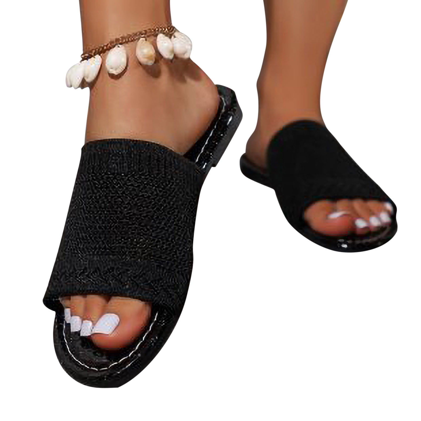 Jacenvly 2024 New Flat Bottomed Fly Woven Fabric Flip Flops External ...