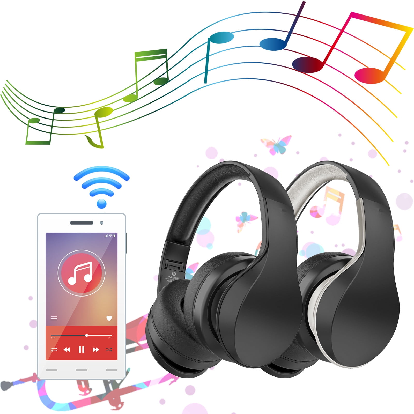 Jacenvly 2024 New Gaming Headset Bluetooth Headphones Over-Ear Foldable ...