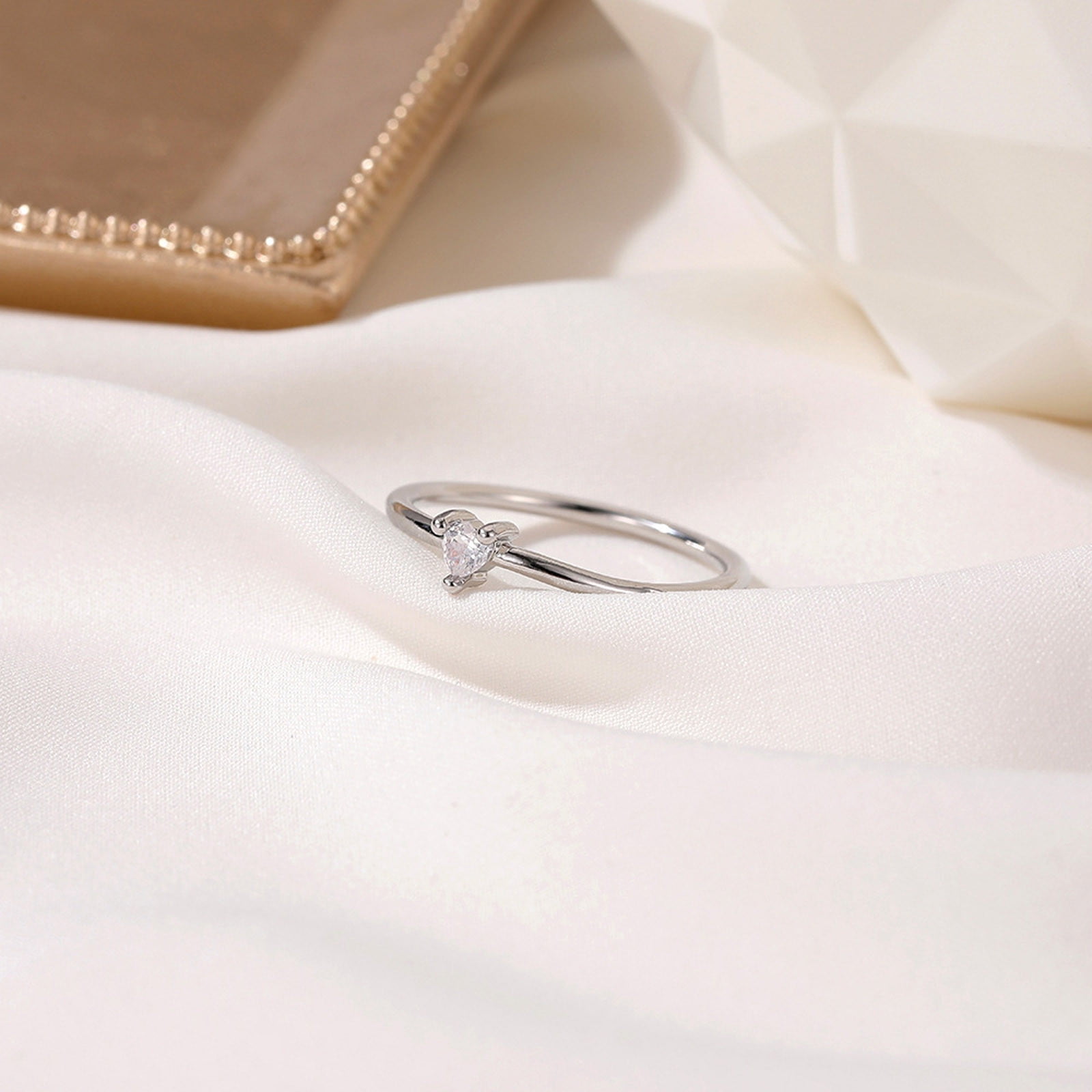 Jacenvly 2024 New Gifts Heart-Shaped Ring Women'S Inlaid Zircon Heart ...