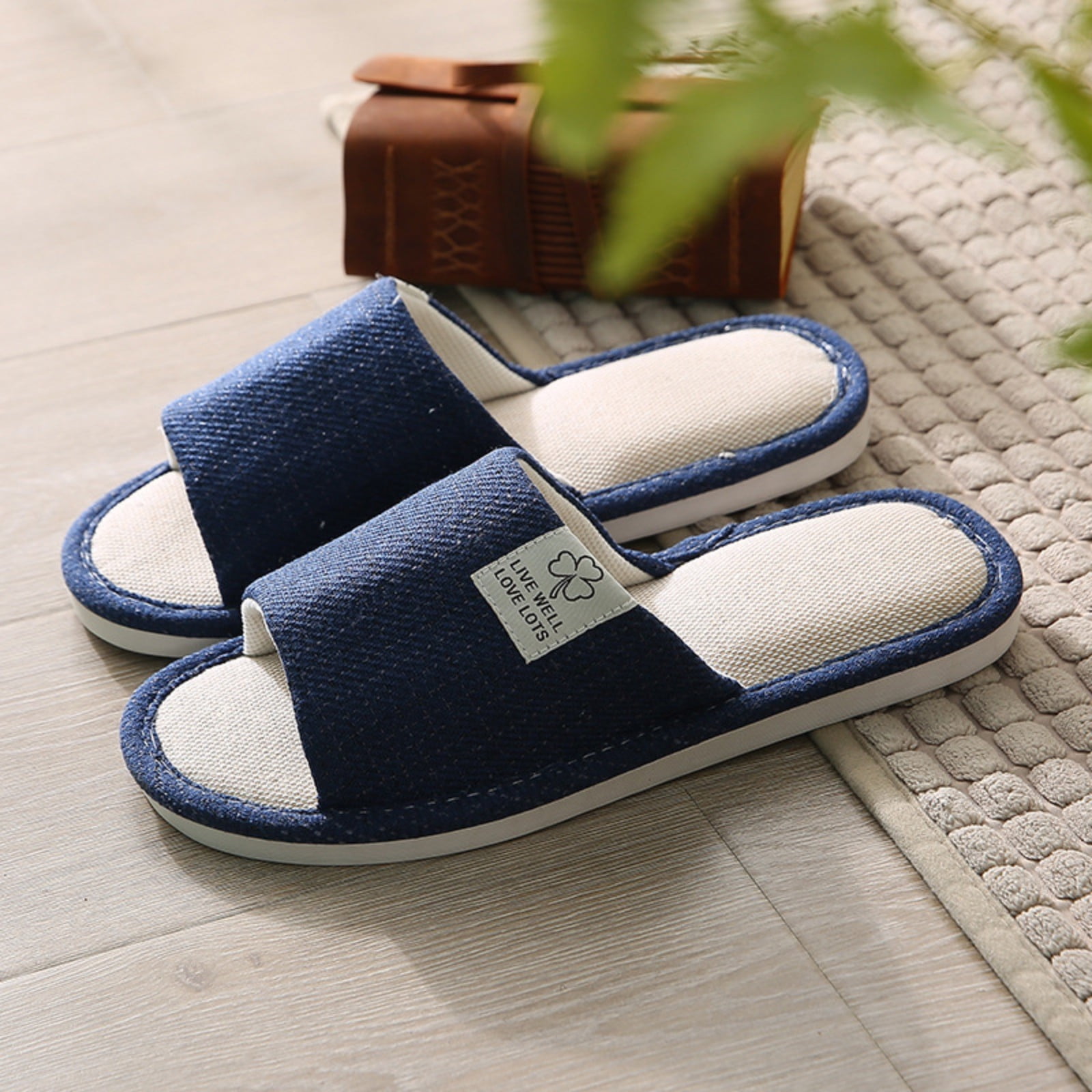 Jacenvly 2024 New Home Linen Slippers Indoor Non-Slip Wear Couple ...