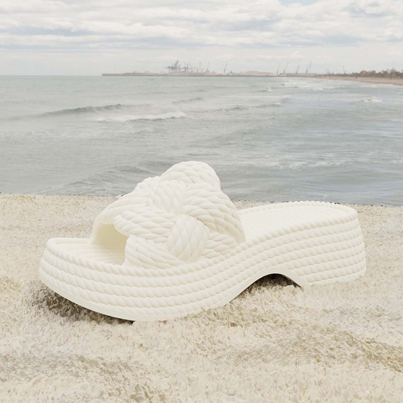 Jacenvly 2024 New Imitation Hemp Rope Thick Sole Slope Heel Herringbone ...