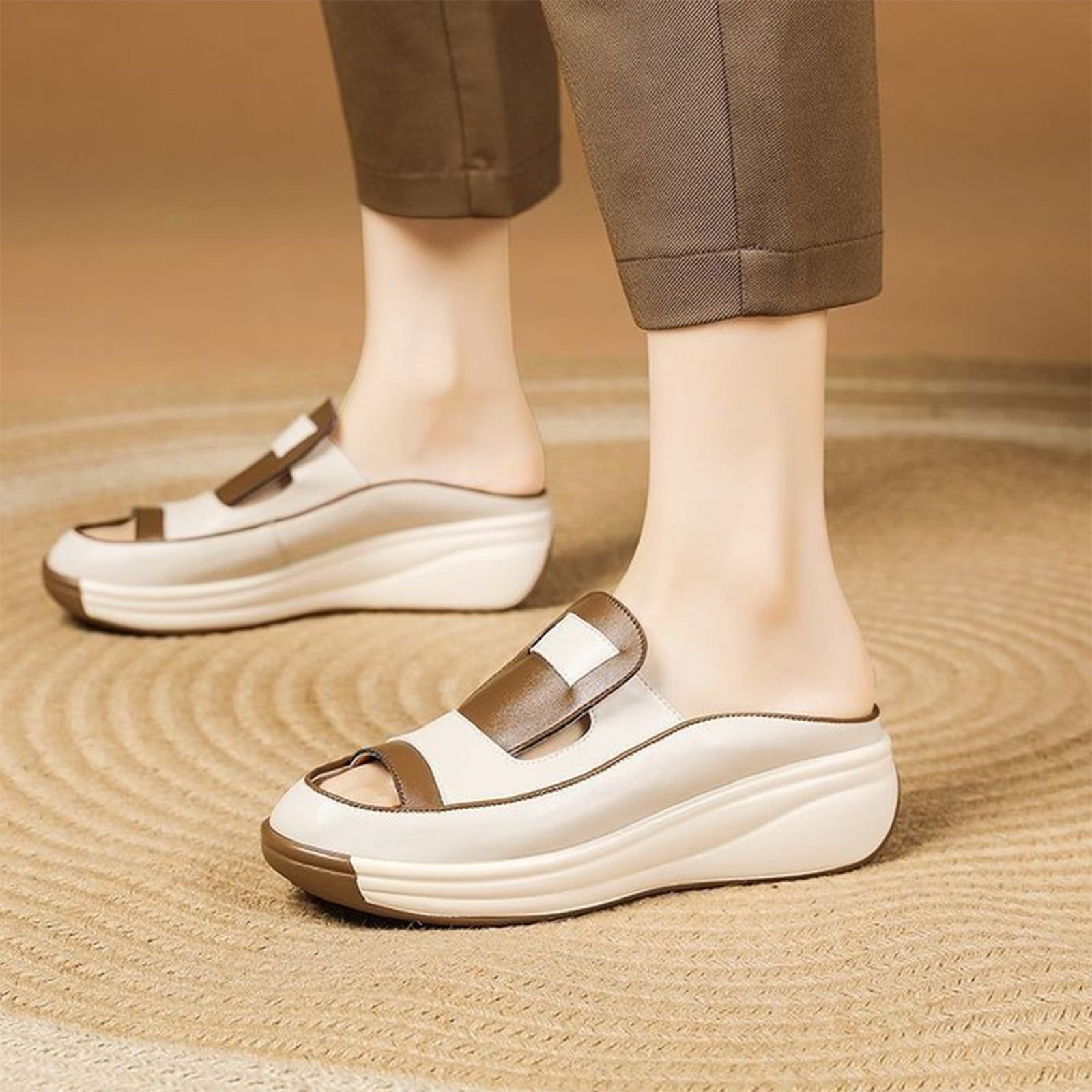 Jacenvly 2024 New Outdoor Fashion Leisure Slope Heel Baotou Half ...