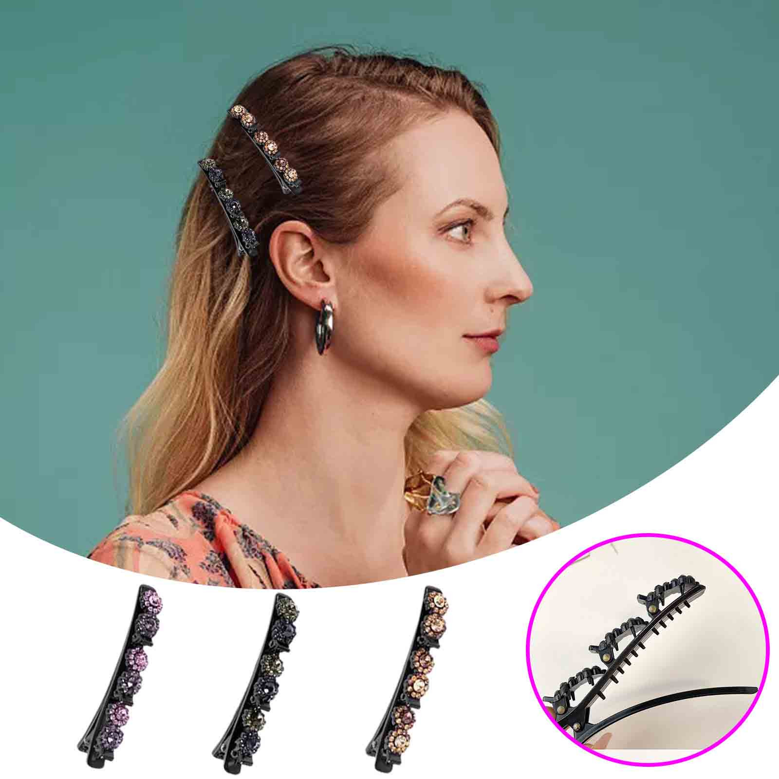 Jacenvly 2024 New Rhinestone Hairpin Female Summer Forehead Bangs ...