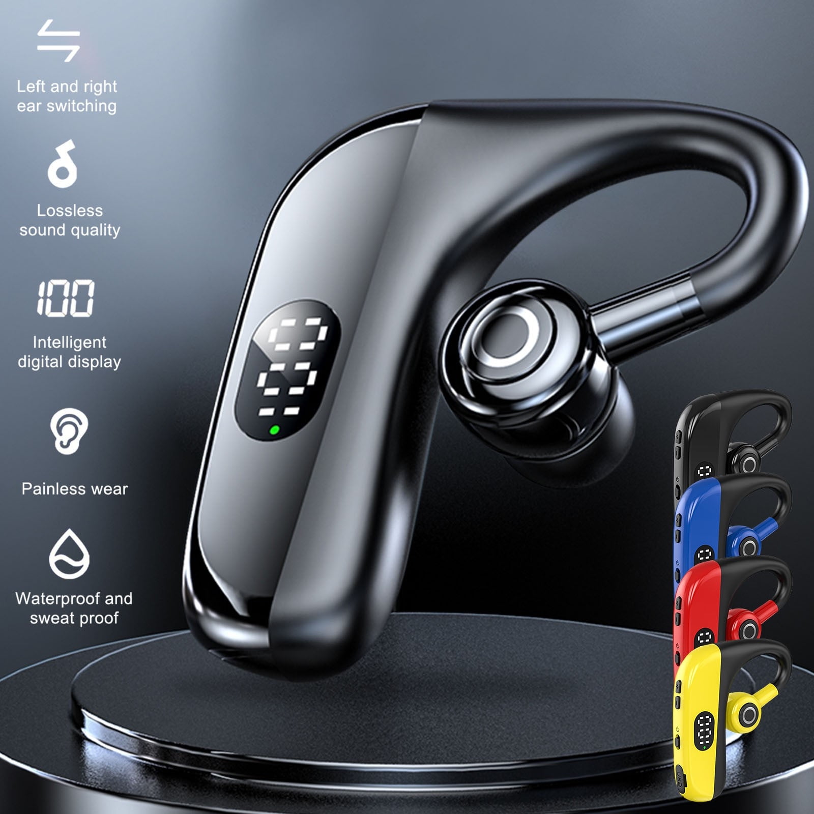 Jacenvly 2024 New Single Ear Headset with Mic Bluetooth 5.2 Earphone ...