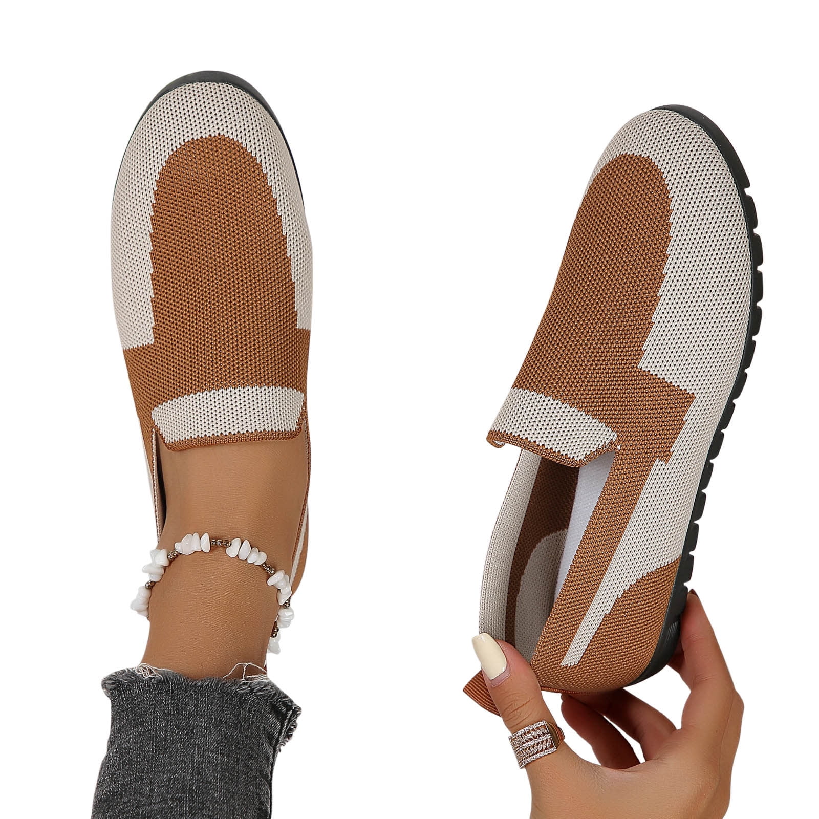 Jacenvly 2024 New Single Toe Knitted Flat Bottomed Shallow Mouthed ...