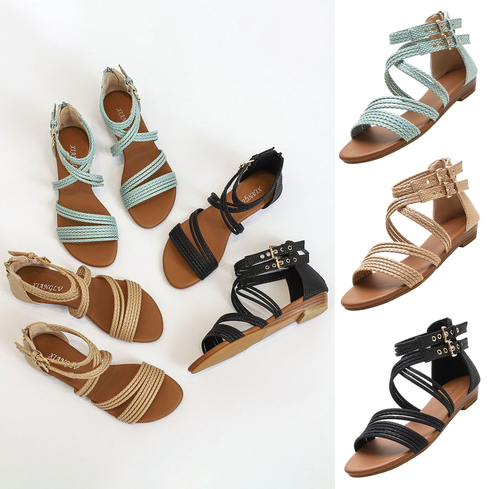 Jacenvly 2024 New Slope Heel Woven Sandals Women's Versatile Oversized ...