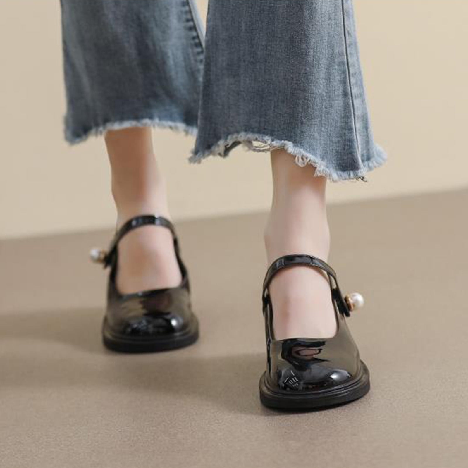 Jacenvly 2024 New Small Fragrant Style Round-Toe Pearl French Retro ...