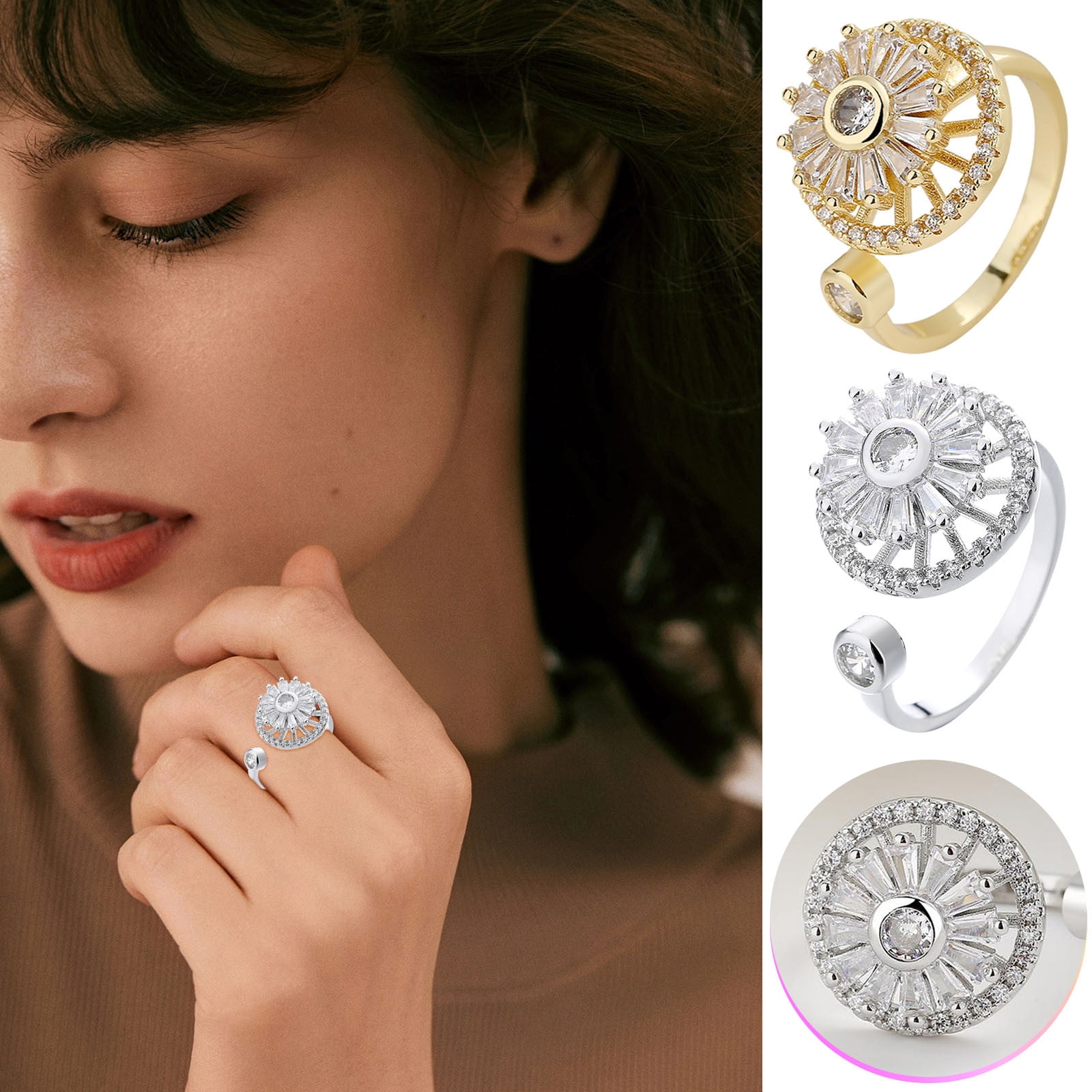 Jacenvly 2024 New Spinning Anxiety Relief Rings Fidget Anxiety Rings ...